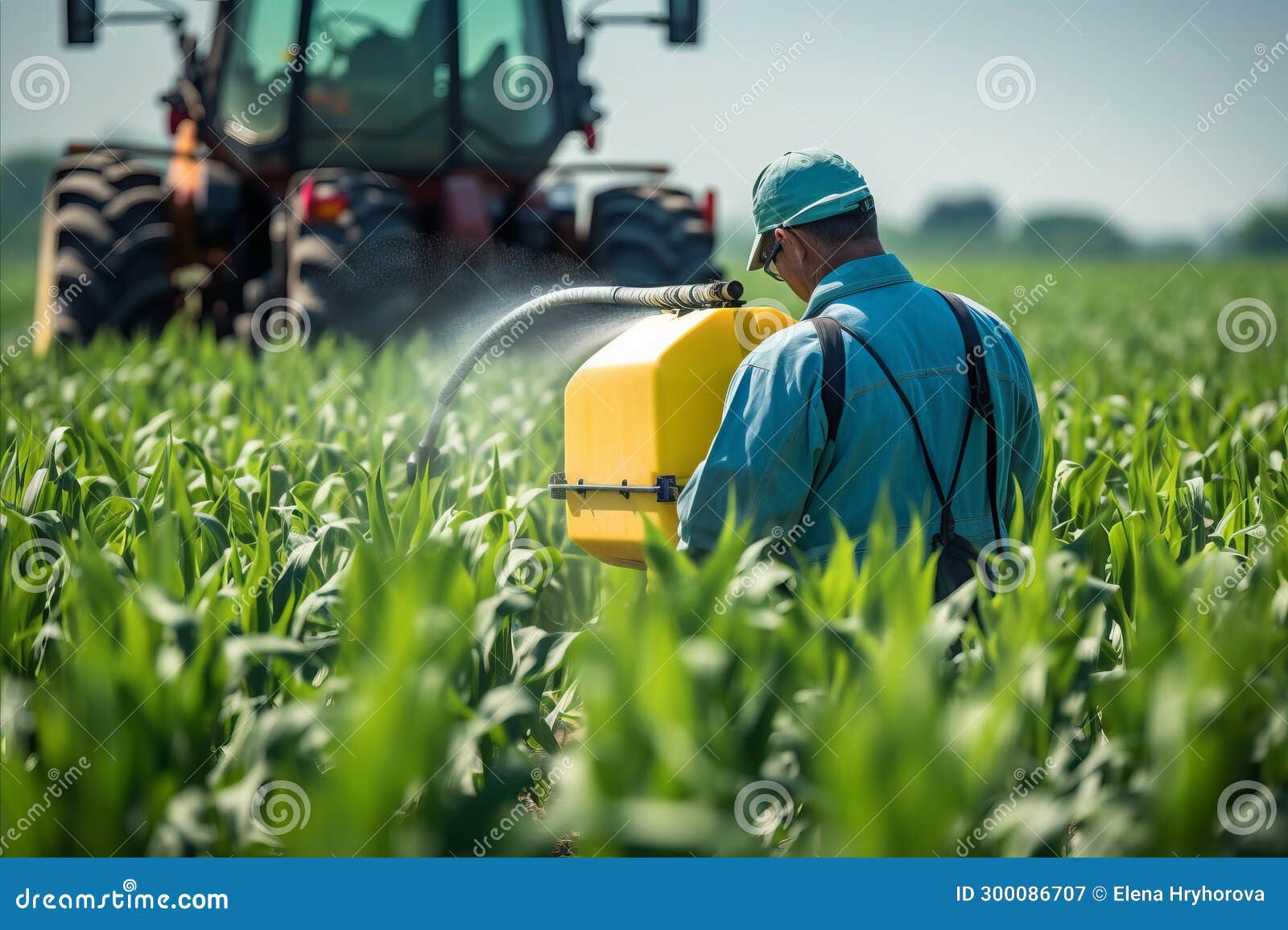 Farmer Using Precision Equipment To Apply Insecticides in a Cornfield ...