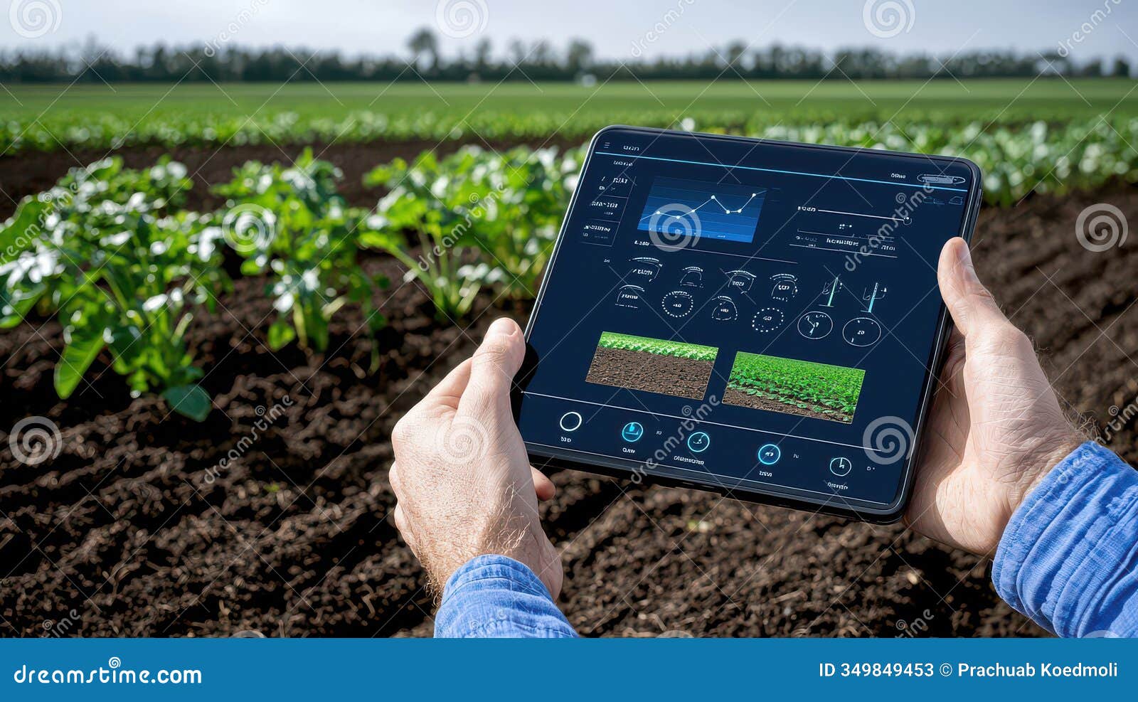 Precision Farming: Farmer Using Tablet App Stock Illustration ...
