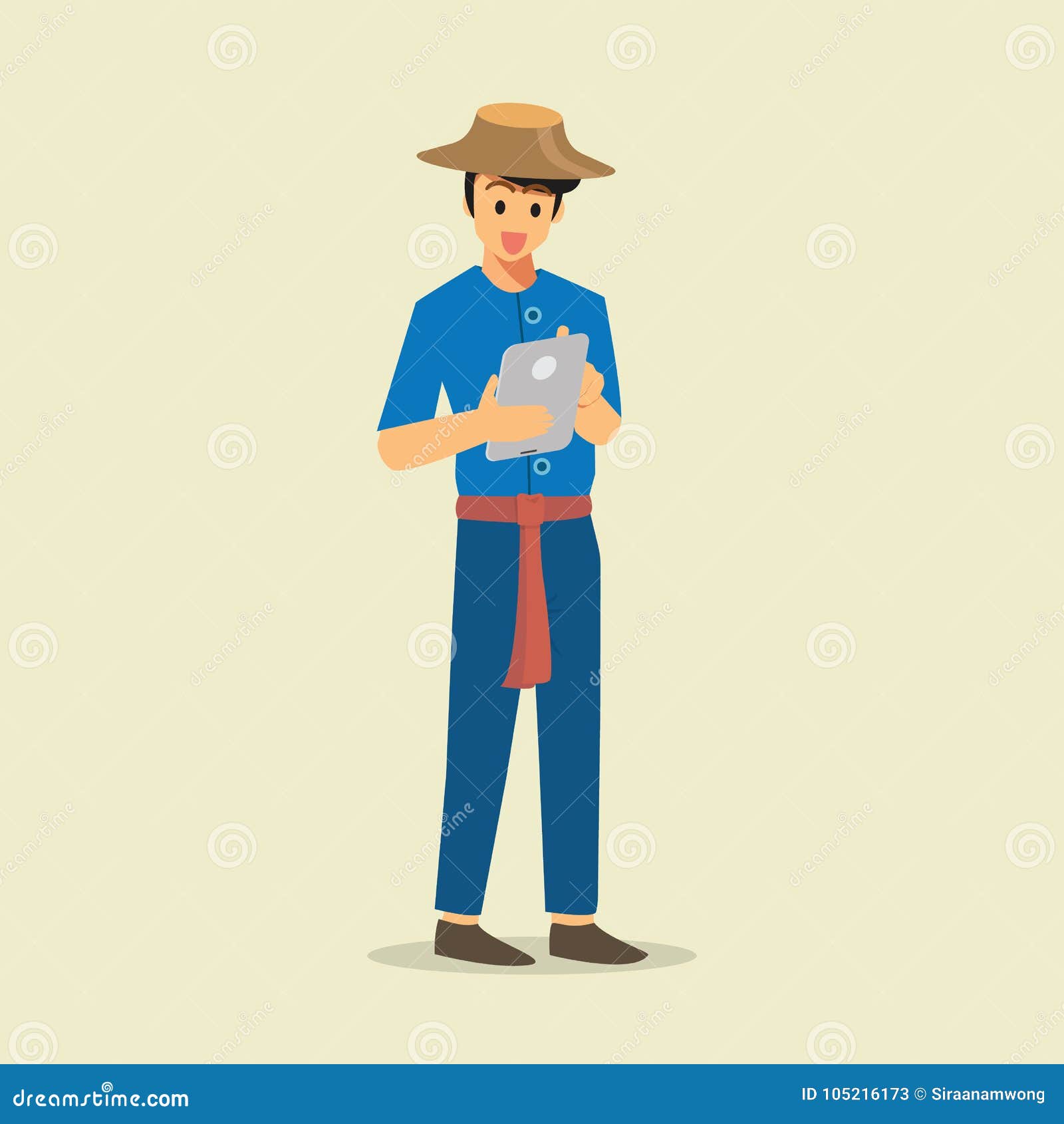 Farmer using a tablet stock vector. Illustration of conservation ...