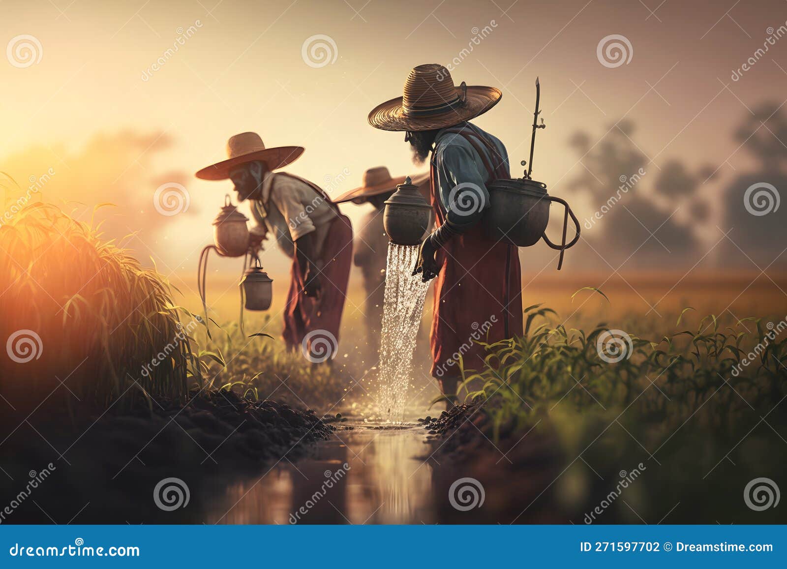 Farmer Watering His Plants. Neural Network AI Generated Stock ... Farmer Watering His Plants. Neural Network AI Generated Stock ...