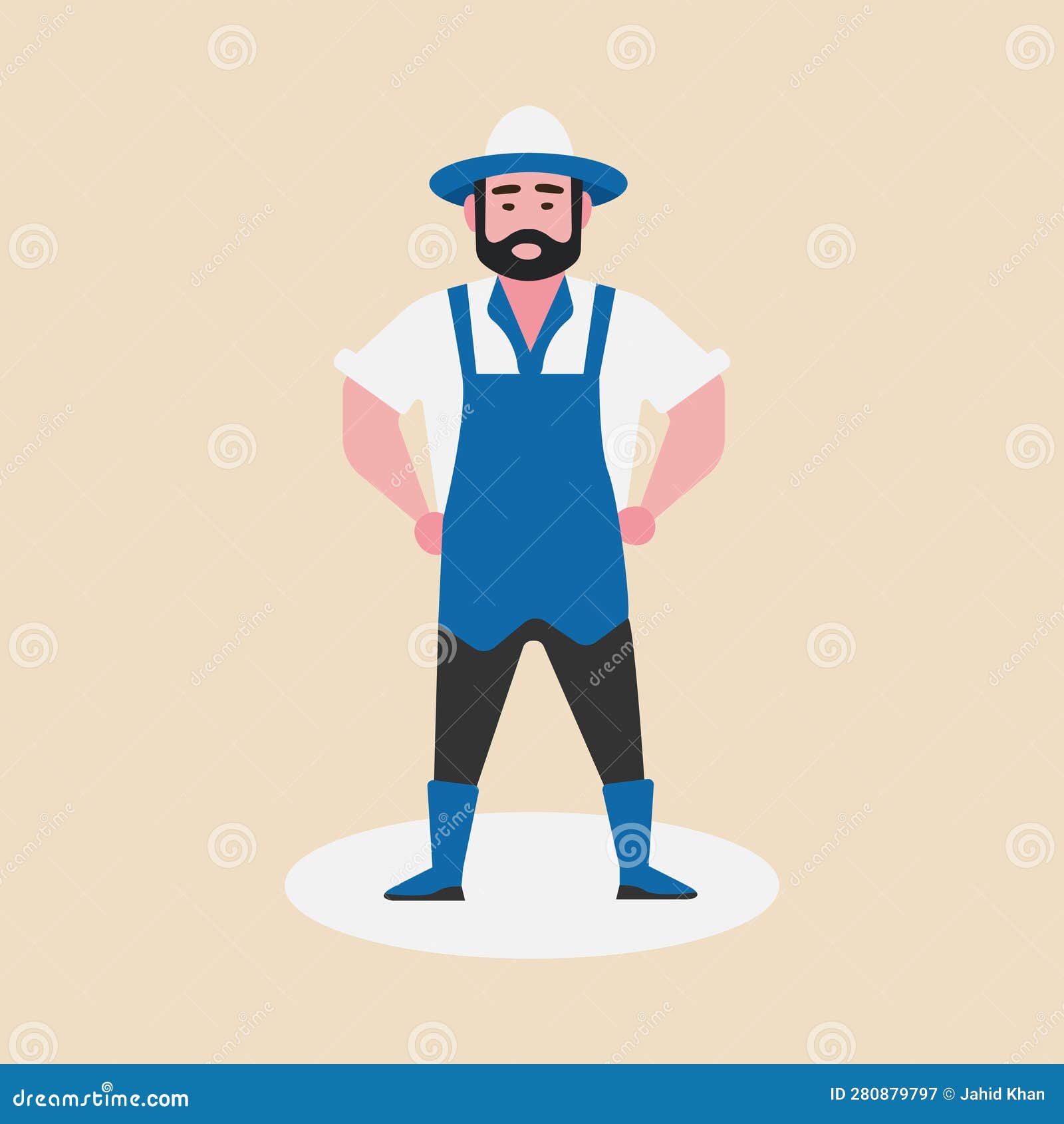 A Farmer Wearing a Farmer Style Cap Stands on Isolated Background ...