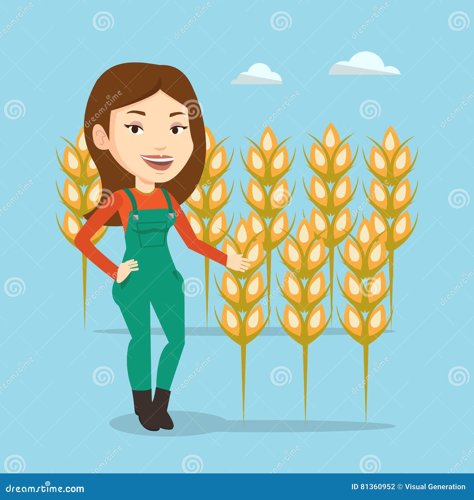 Farmer in Wheat Field Vector Illustration. Stock Vector - Illustration ...