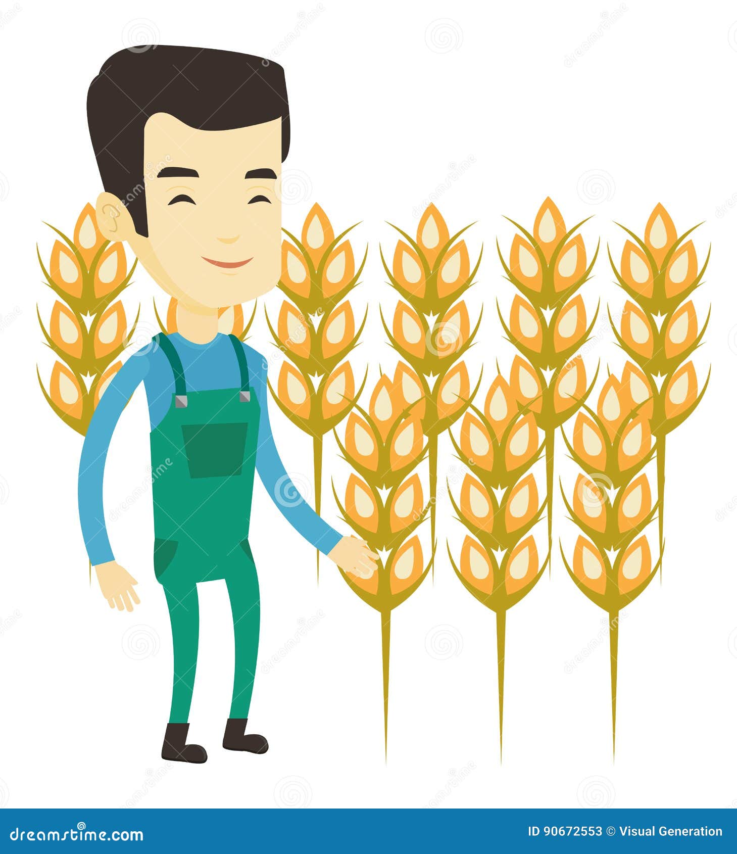 Farmer in Wheat Field Vector Illustration. Stock Vector - Illustration ...