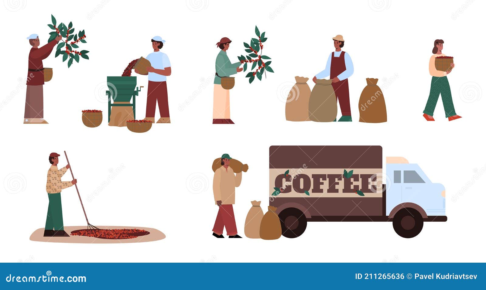 Coffee Production And Consumption Infographics Cartoon Vector ... Coffee Production And Consumption Infographics Cartoon Vector ...