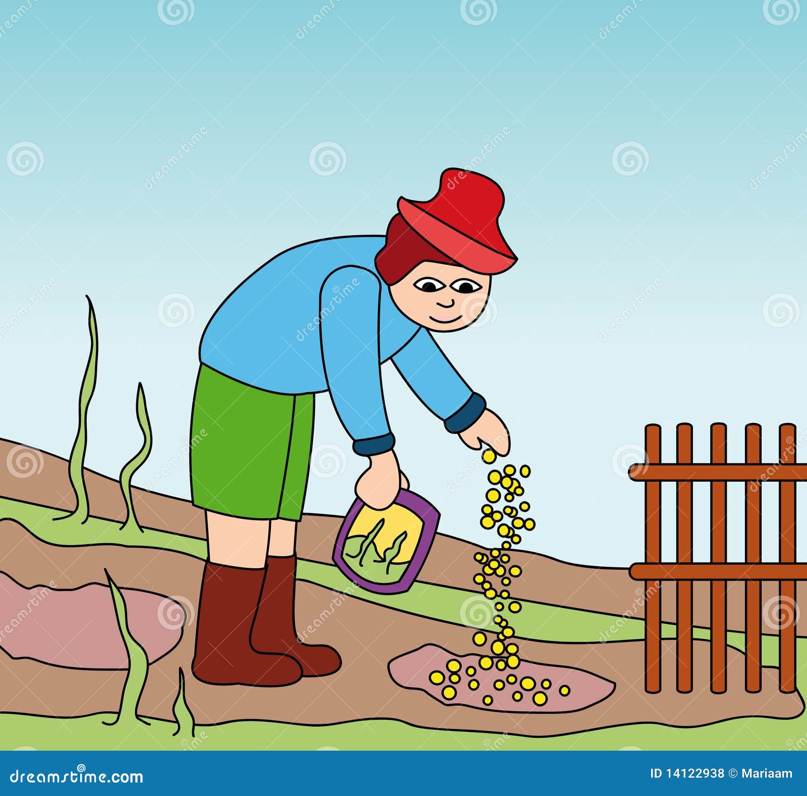 Farmer working on field stock illustration. Illustration of seeding ...