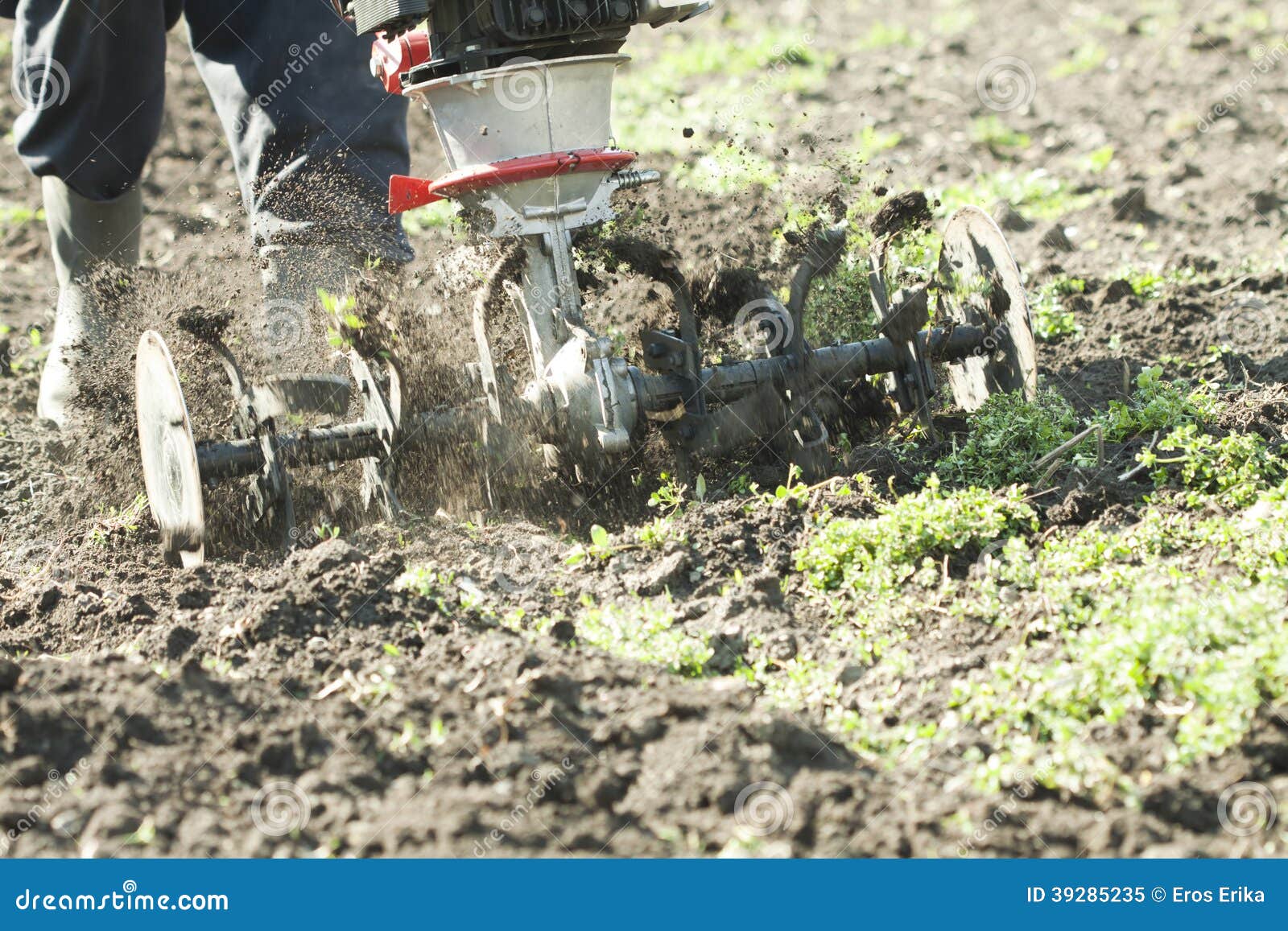 Farmer Working with a Plow Machine Stock Image - Image of cultivation ...