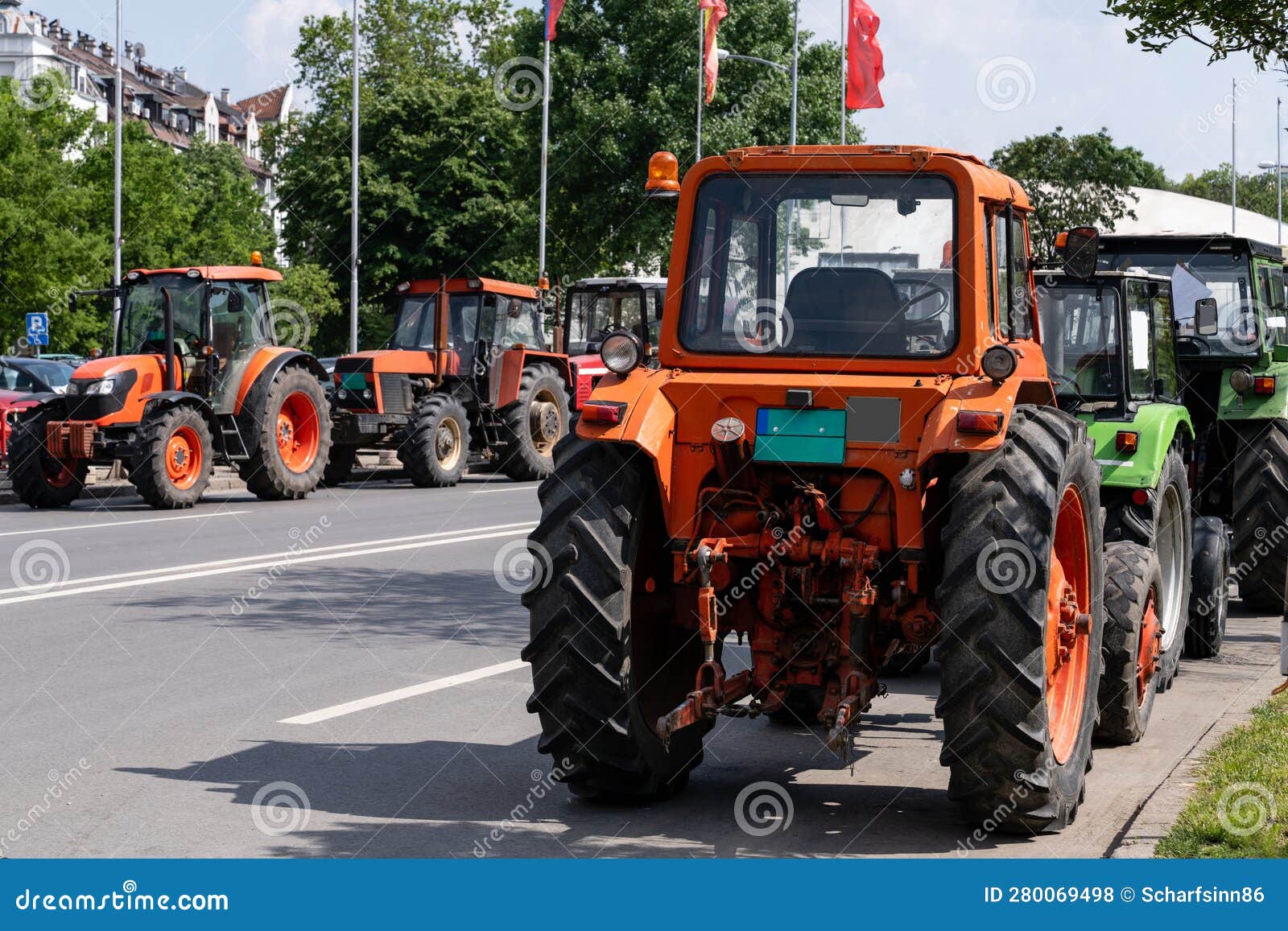 Farmers Blocked Traffic with Tractors Stock Photo - Image of ...