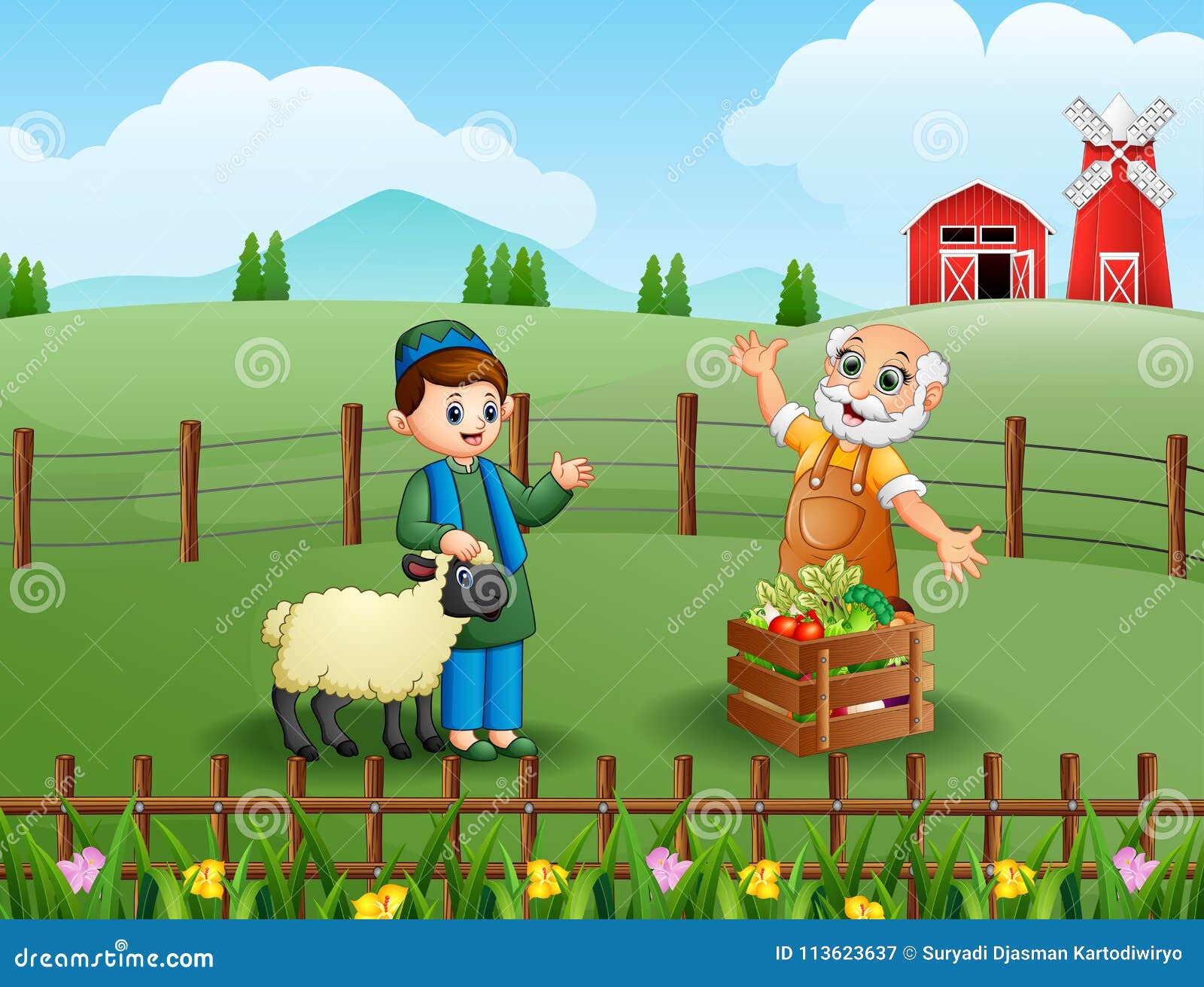 The Farmers Happy Talking about the Working in the Inside Fence Stock ...