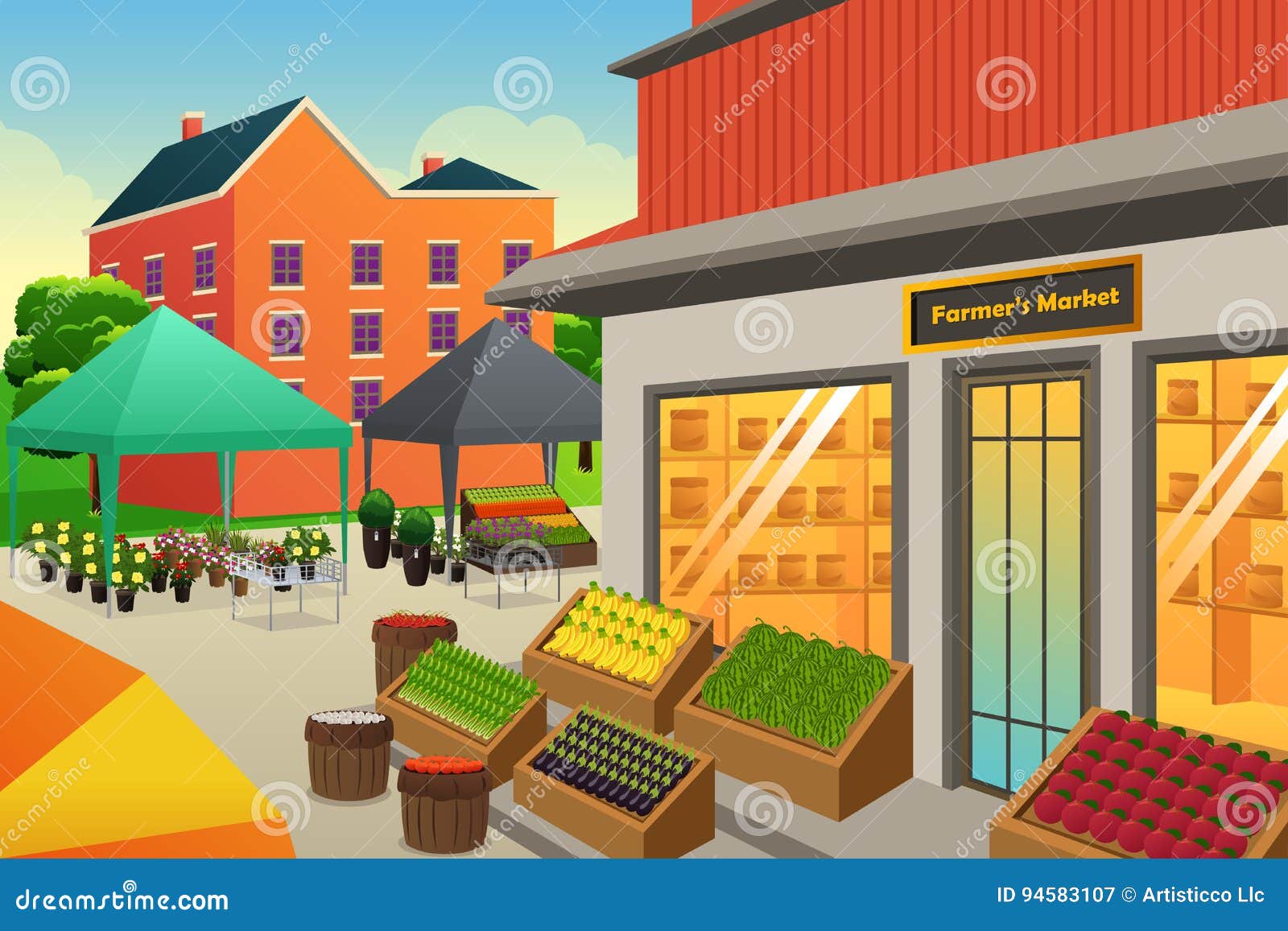 Farmers Market Background Illustration Stock Vector - Illustration of ...