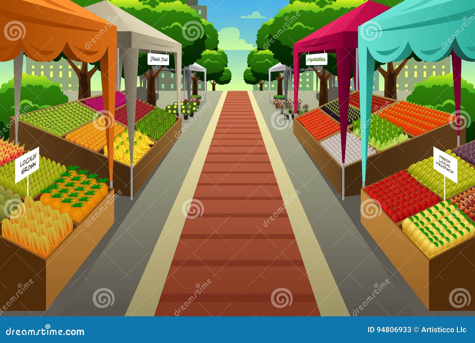 Farmers Market Background Illustration Stock Vector - Illustration of ...