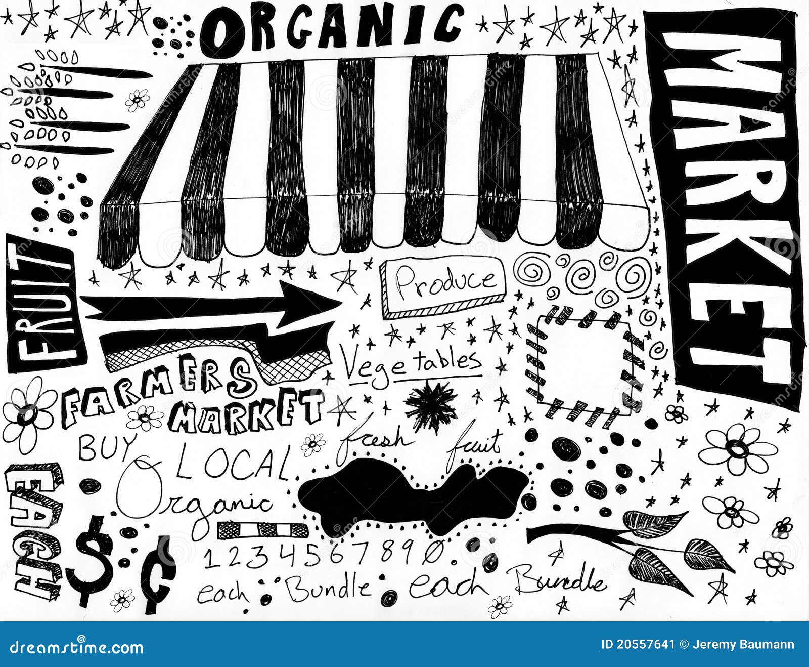 Farmers Market Hand Drawings Stock Illustration - Illustration of ...