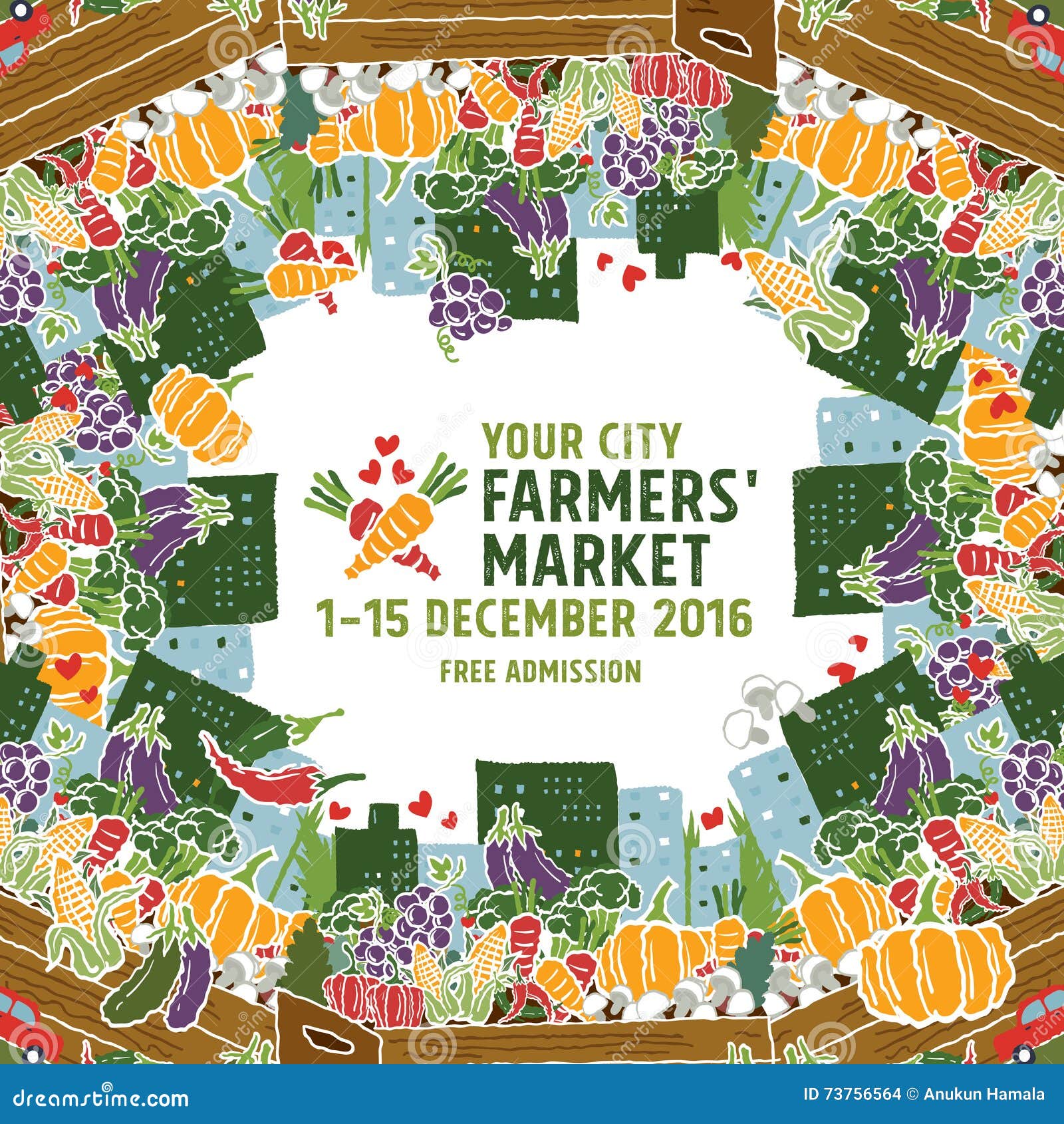 Farmers Market Poster Concept Stock Vector - Illustration of market ...