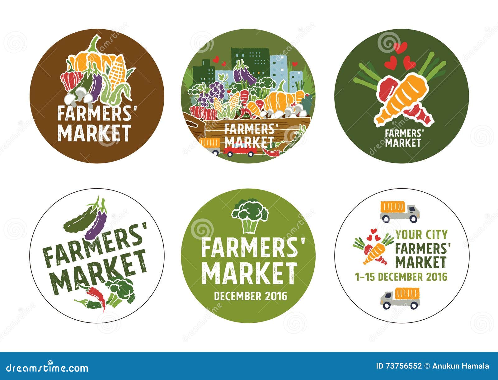 Farmers Market Stickers Concept Stock Vector - Illustration of fresh ...