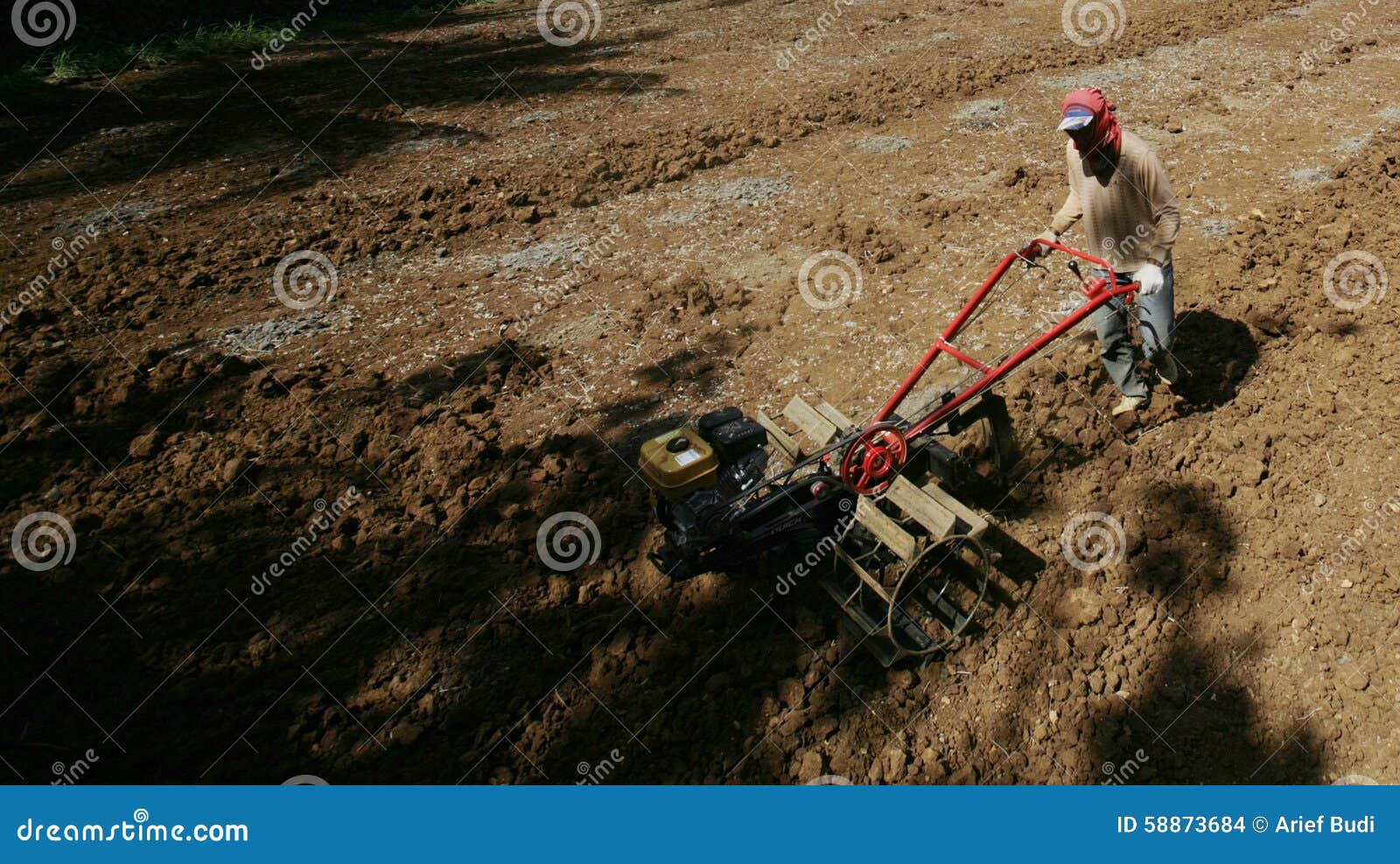 Farmers Work the Land Using Tractors Areas Paranggupito Indonesi ...