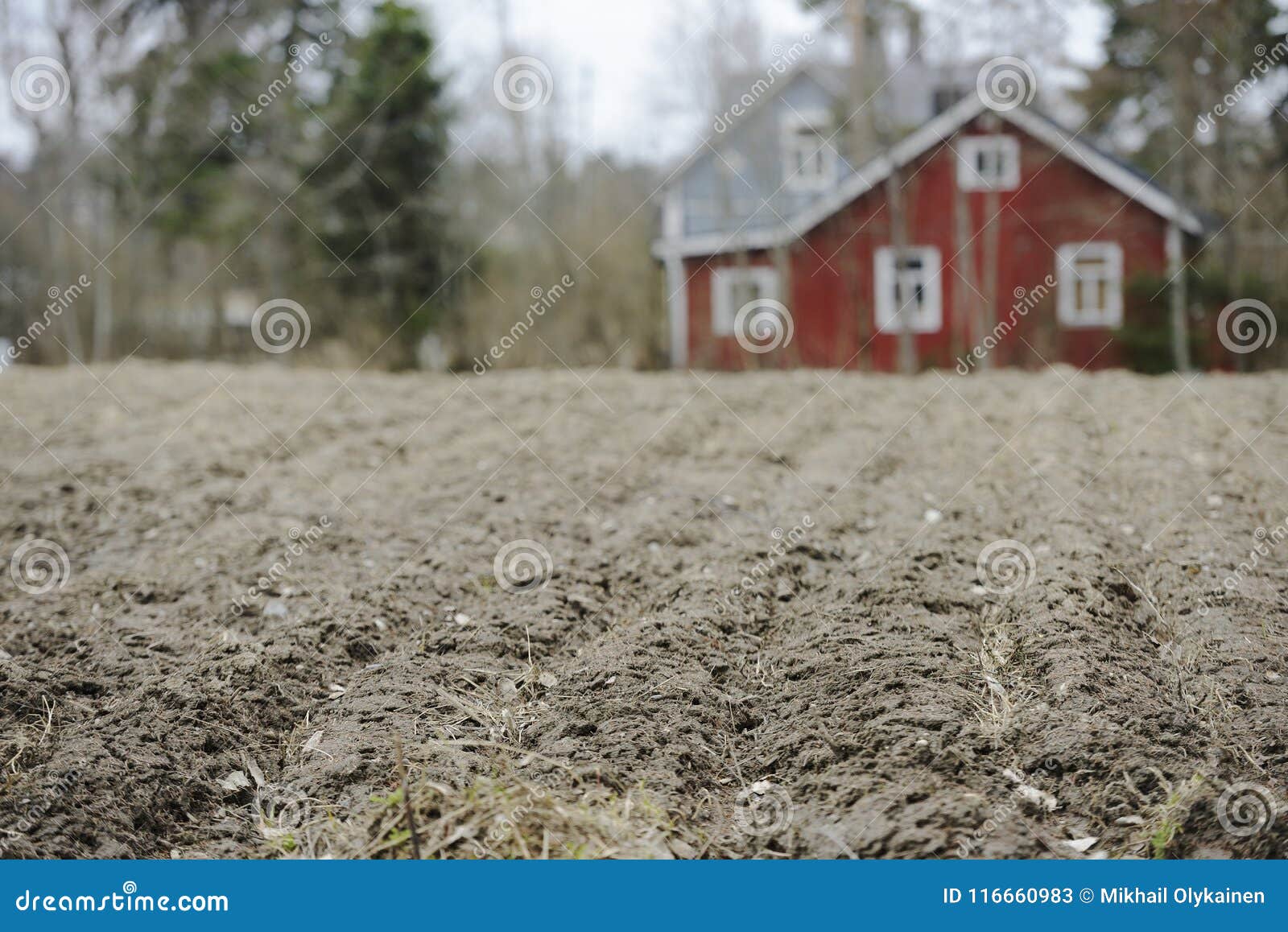 Farmhouse in Blur Behind a Field Stock Image - Image of europe, finland ...