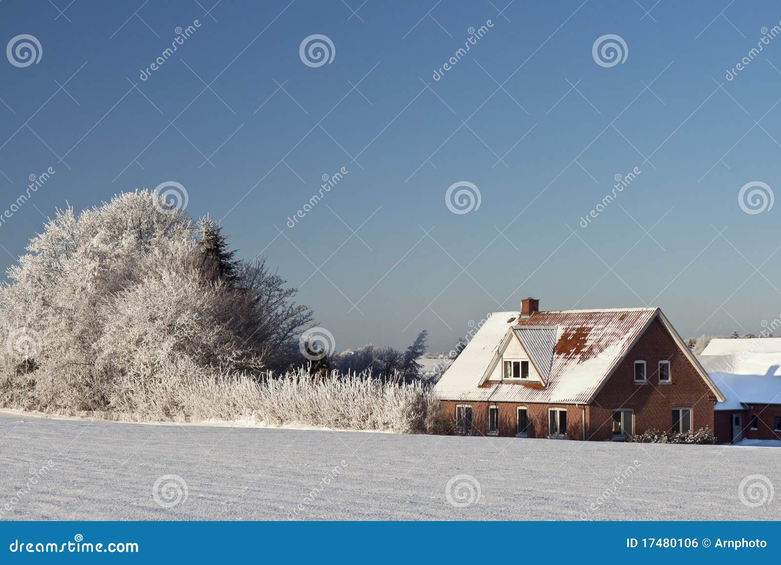 Farmhouse in the Snow stock photo. Image of architecture - 17480106