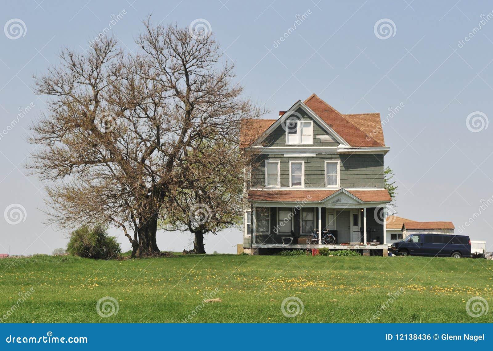 Farmhouse and tree stock photo. Image of countryside - 12138436