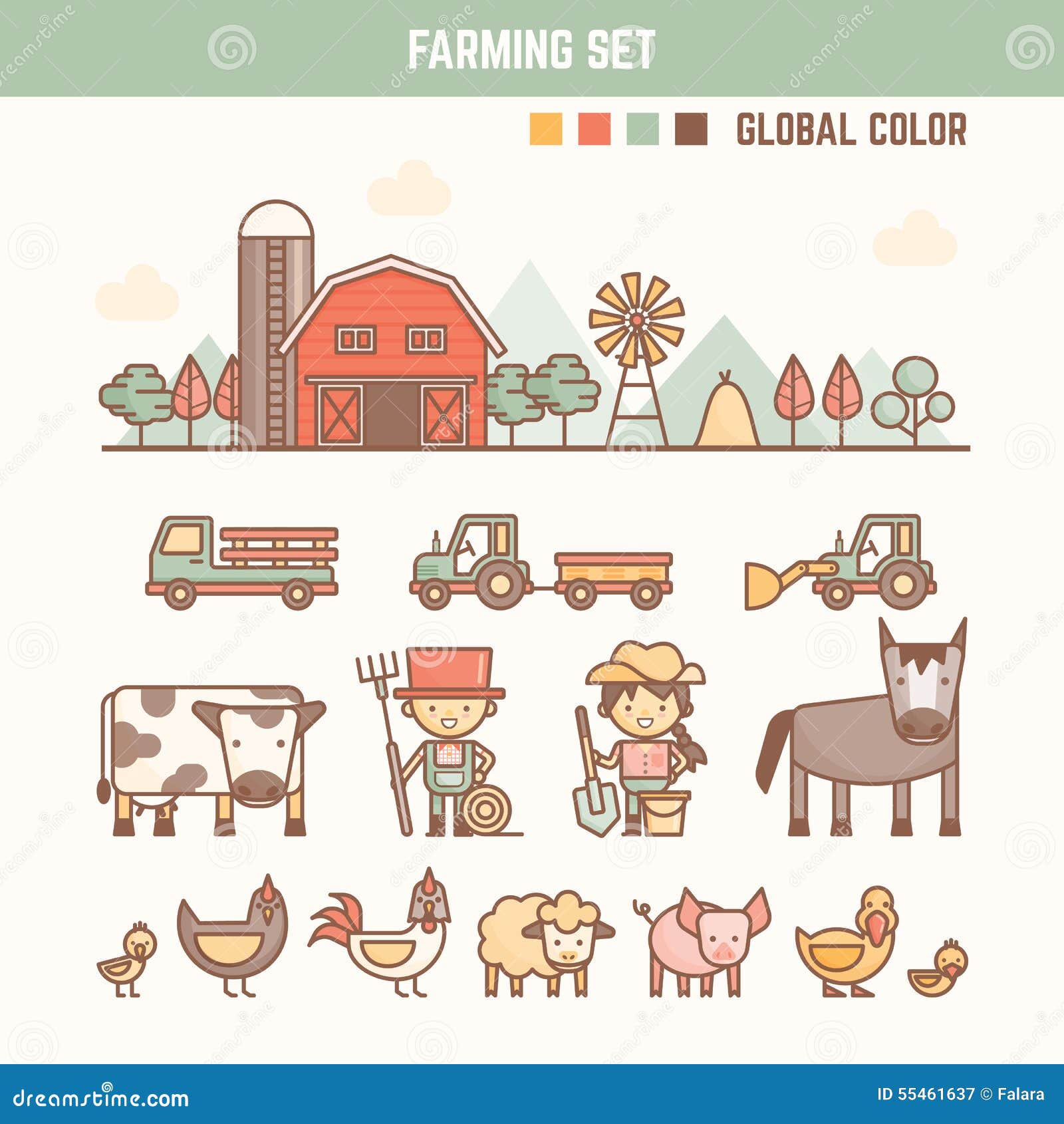 Farming and Agriculture Infographic Elements for Kid Stock Vector ...