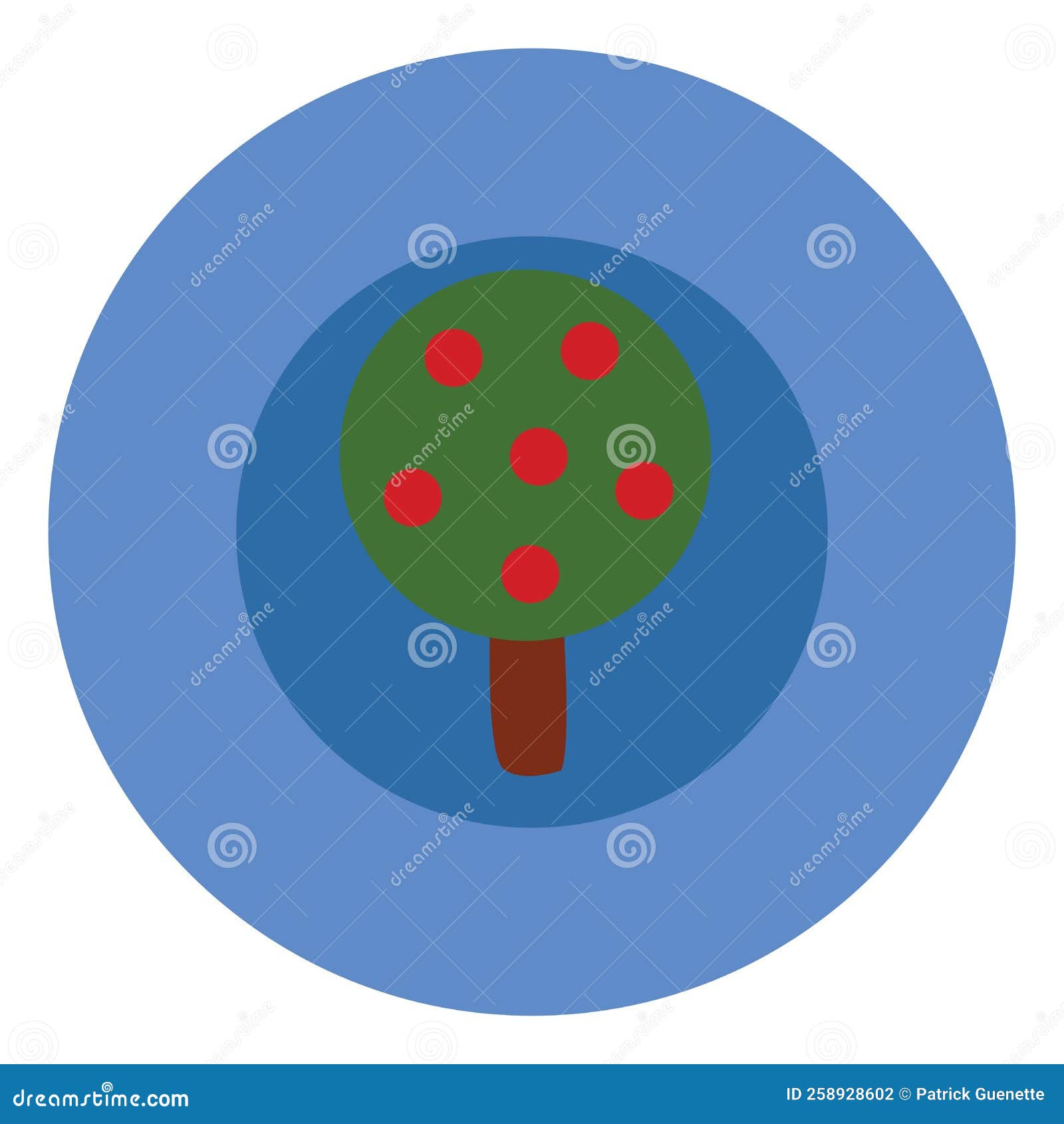 Farming apple tree, icon stock vector. Illustration of landscape ...