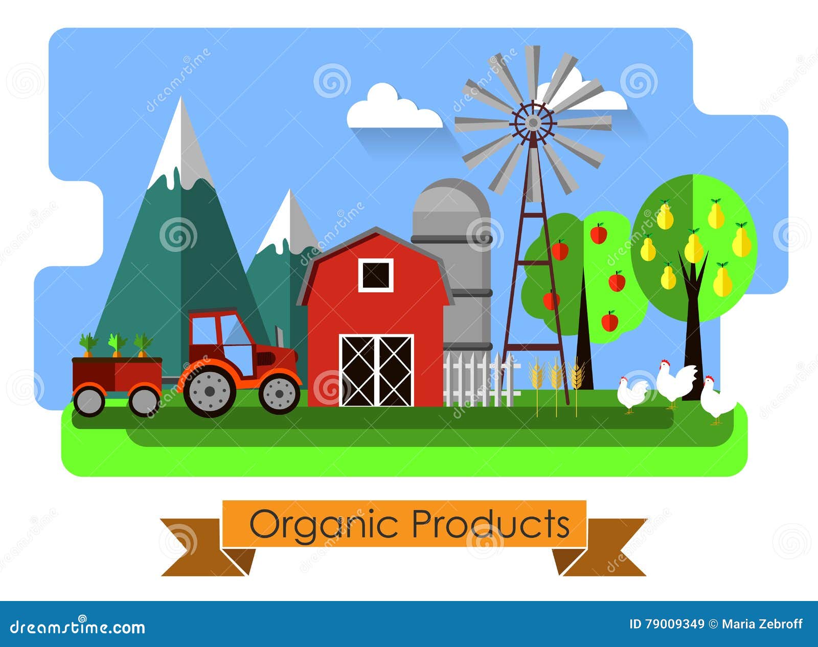 Farming Background with Barn Stock Vector - Illustration of emblem ...
