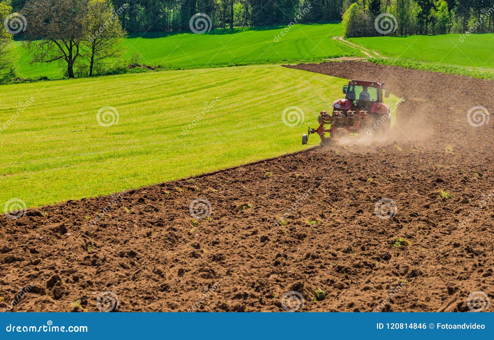 Farming Background, Tractor Working on Field Stock Photo - Image of ...