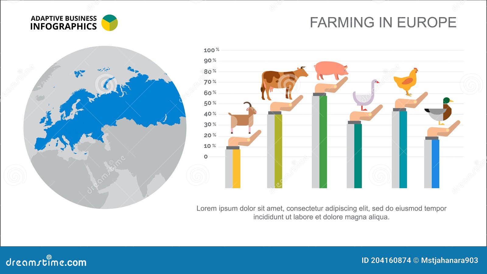 Farming Bar Chart Slide Template Stock Vector - Illustration of column ...