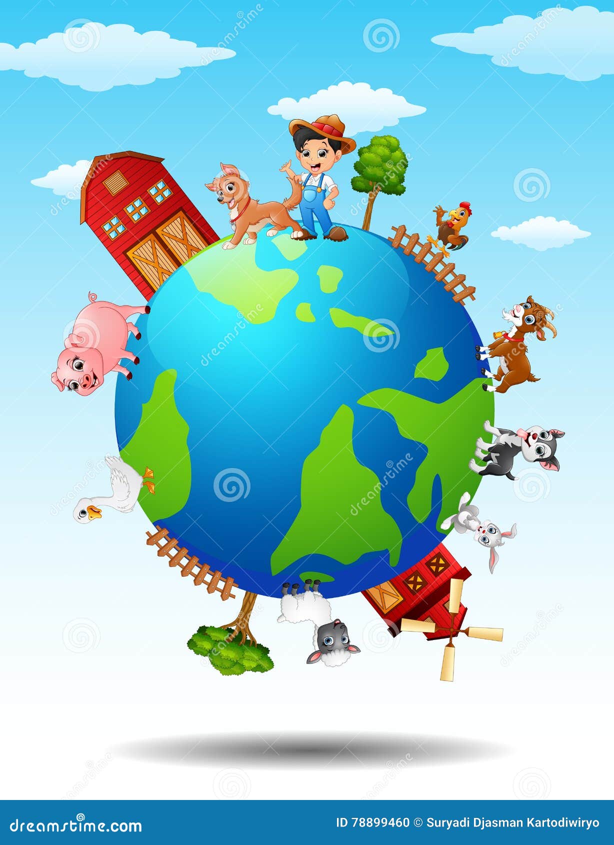 Farming and Barn Around the World Stock Vector - Illustration of earth ...