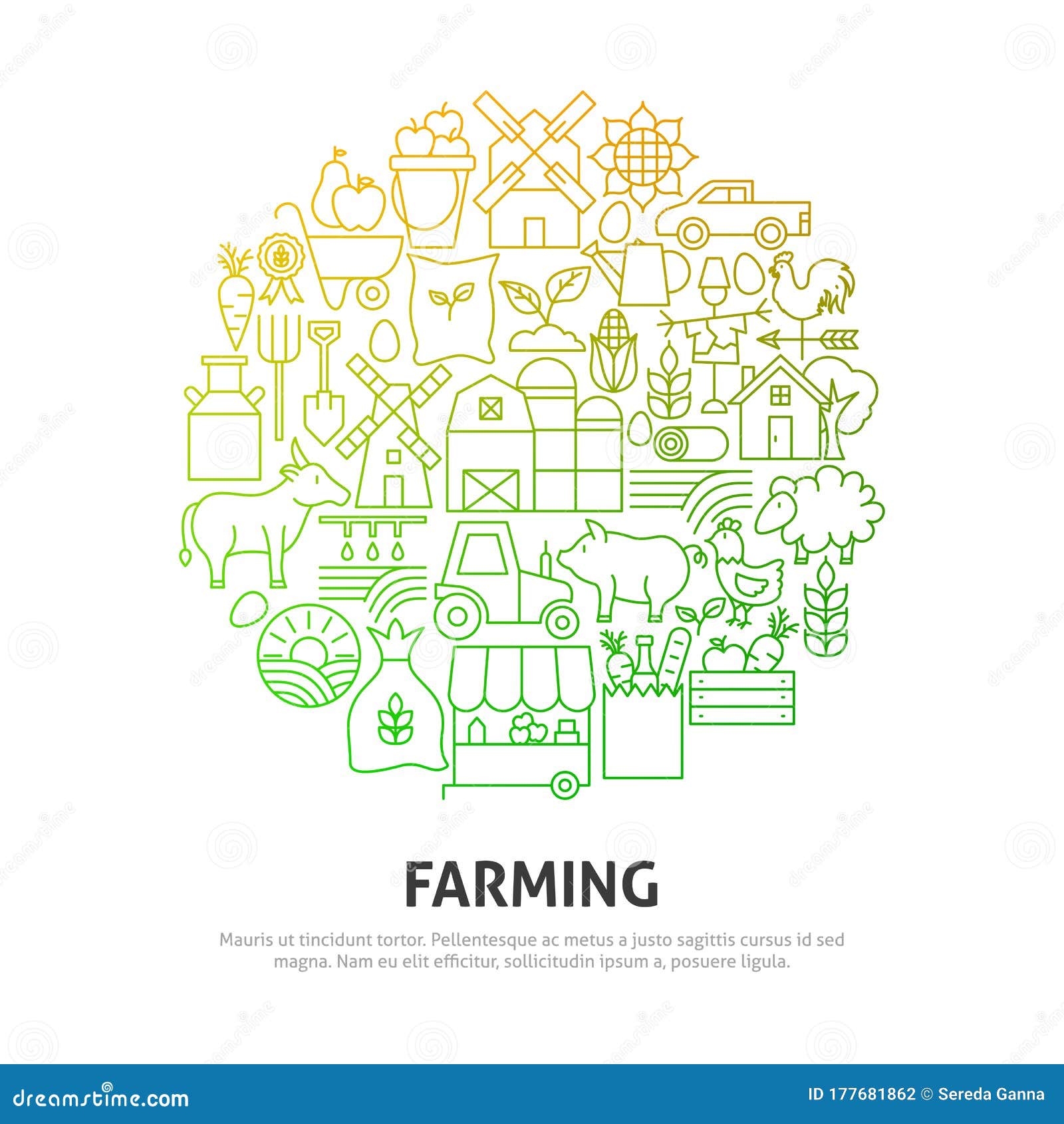 Farming Circle Concept stock vector. Illustration of icon - 177681862