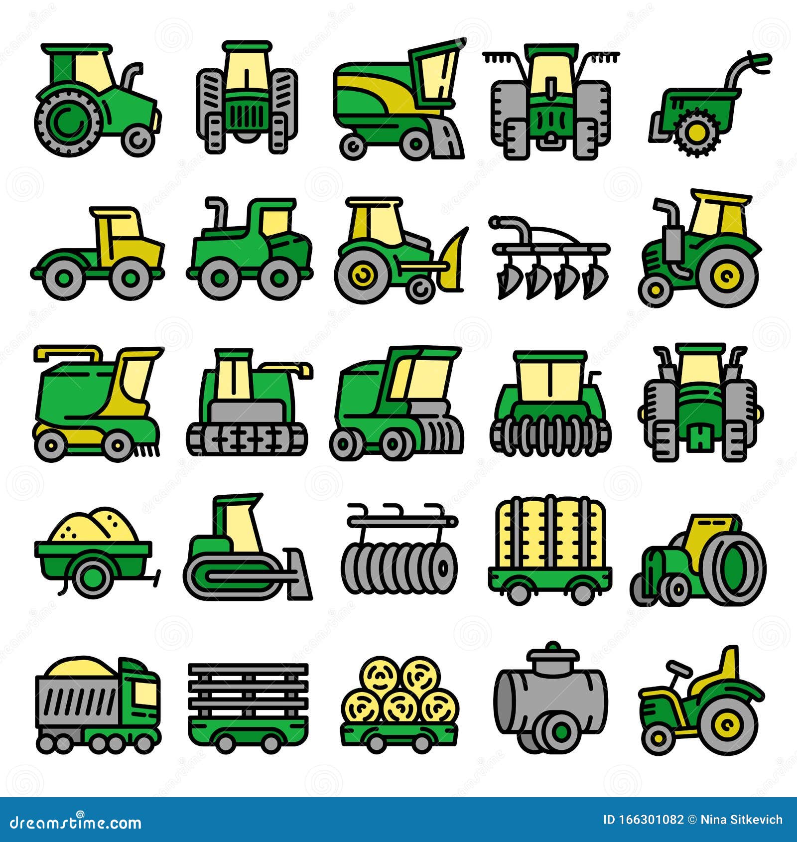 Farming Equipment Icons Set, Outline Style Stock Vector - Illustration ...