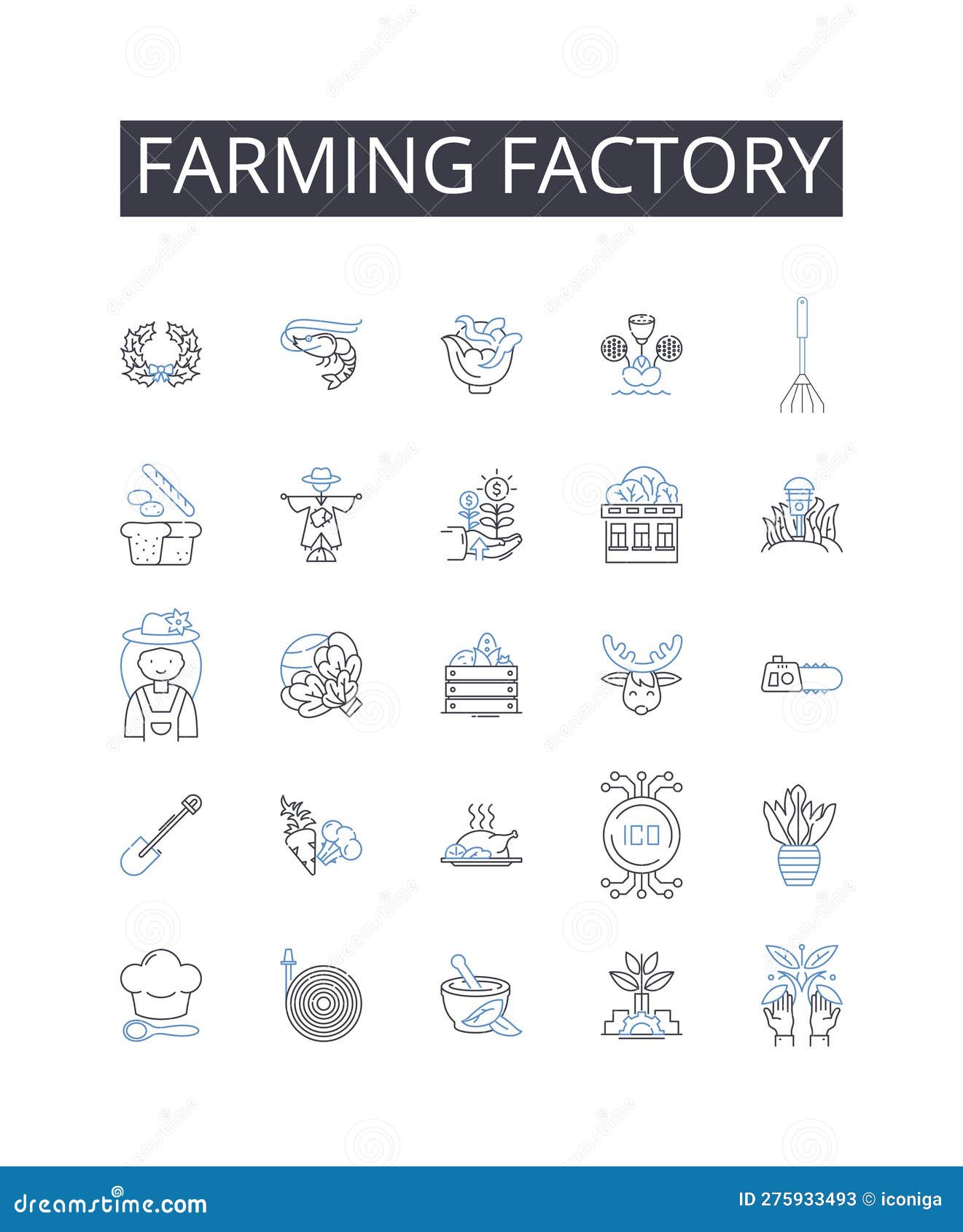 Farming Factory Line Icons Collection. Creativity, Talent, Imagination ...