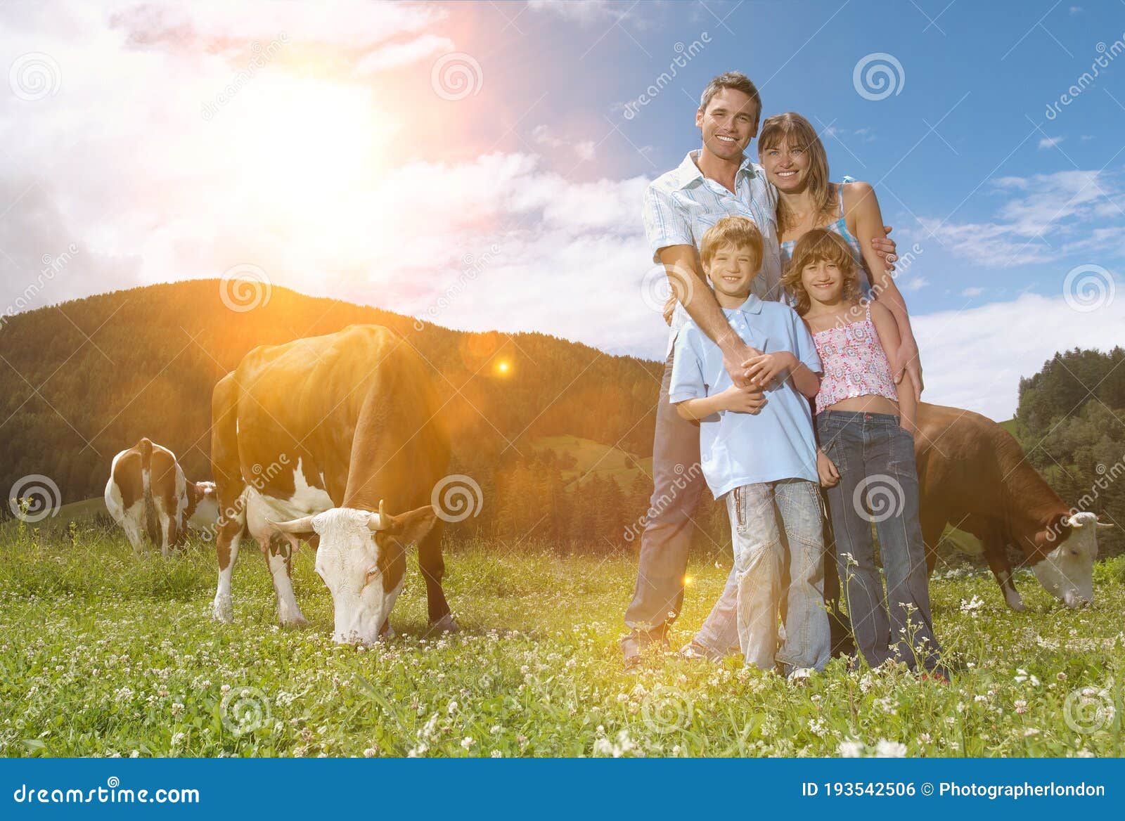 Portrait of Farming Family in Countryside Stock Photo - Image of ...