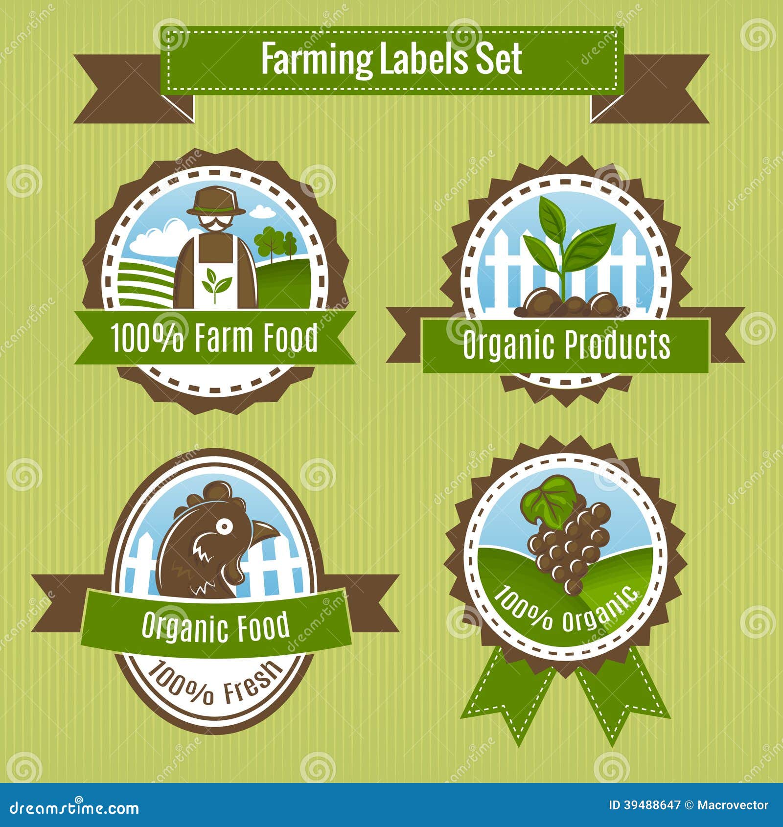 Farming And Harvesting Theme With Barn And Tractor Vector Set ...