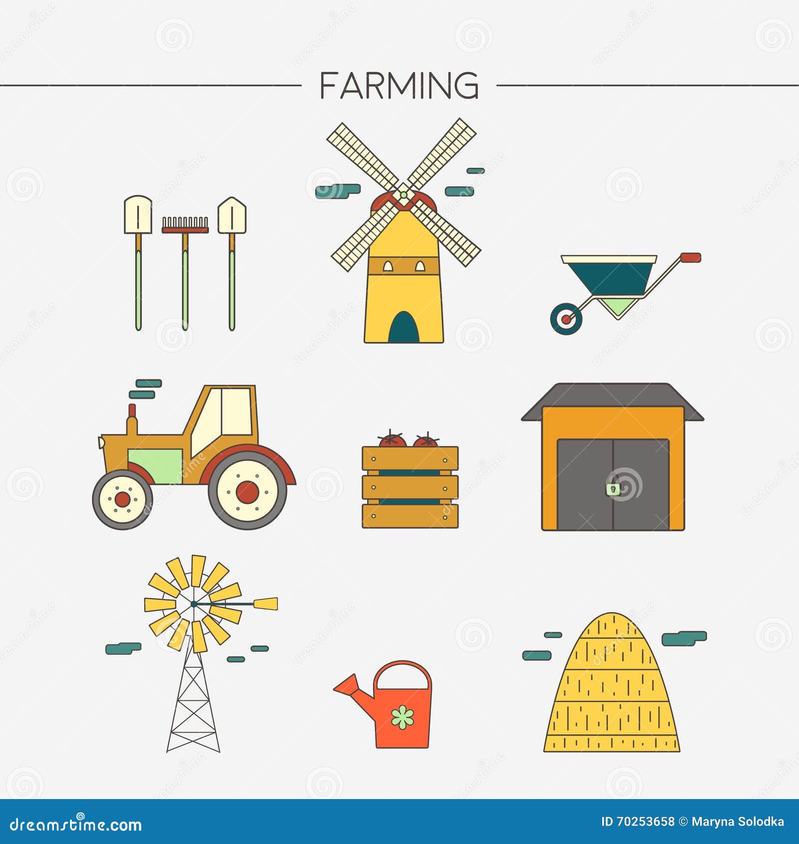 Farming Harvesting and Agriculture Decorative Icons Set . Vector ... Farming Harvesting and Agriculture Decorative Icons Set . Vector ...