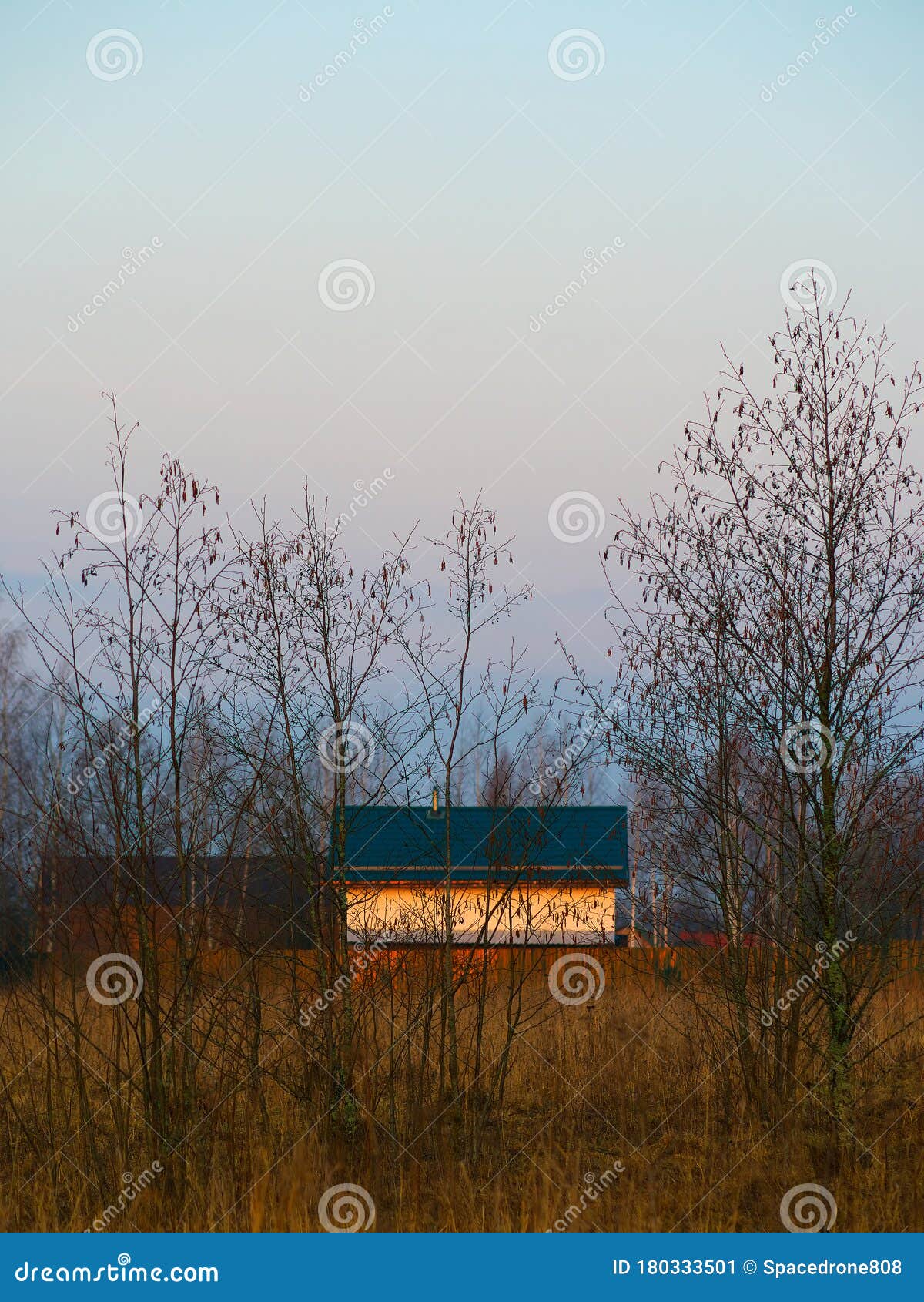 Farming House during Dramatic Sunset Stock Image - Image of yellow ...