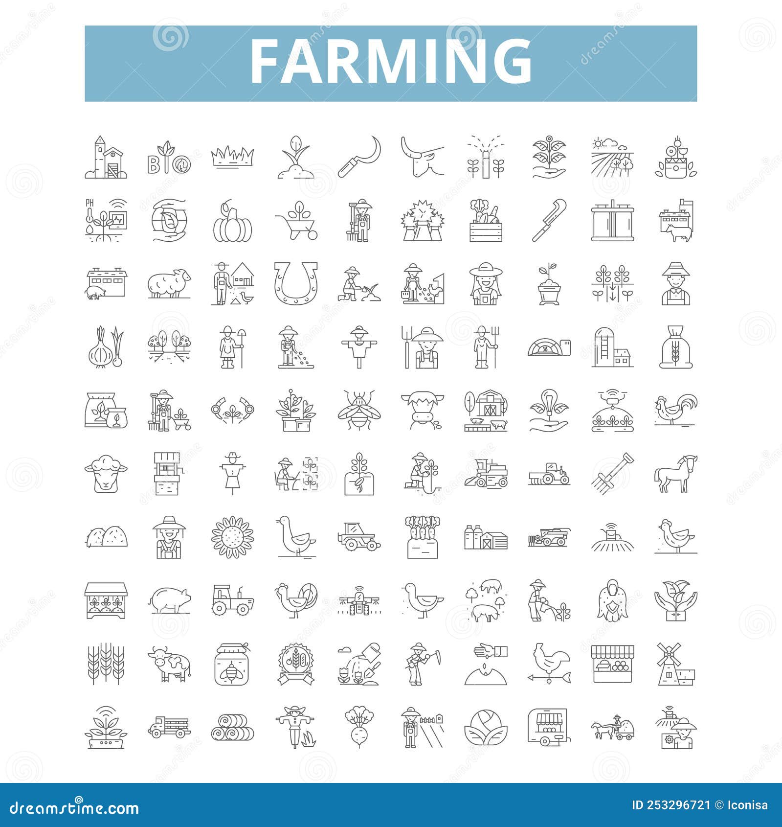 Farming Icons, Line Symbols, Web Signs, Vector Set, Isolated ...