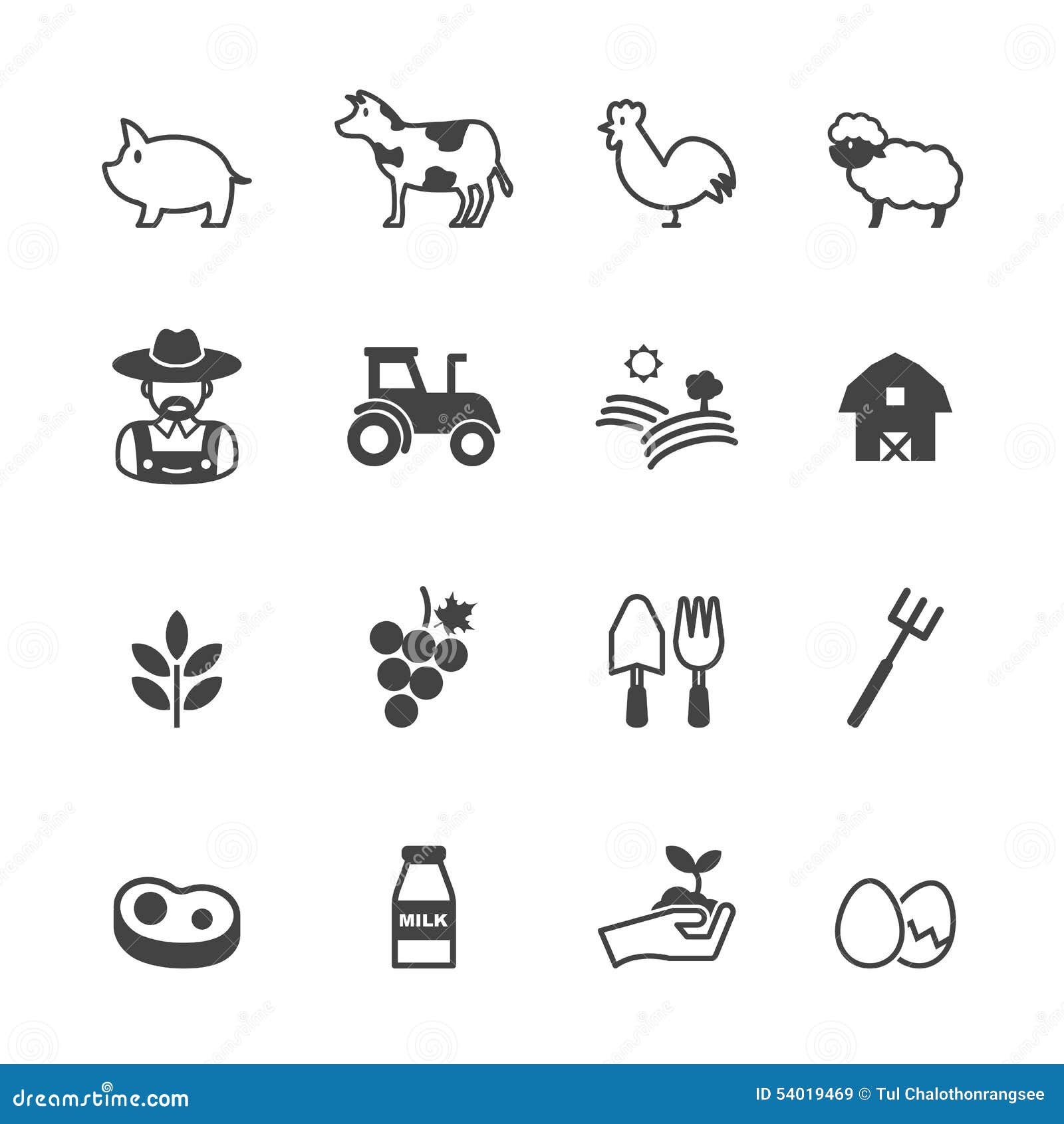 Farming icons stock vector. Illustration of graphic, milk - 54019469