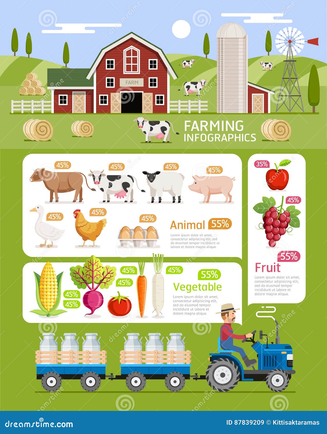 Farming Infographic Elements Template. Stock Vector - Illustration of ...