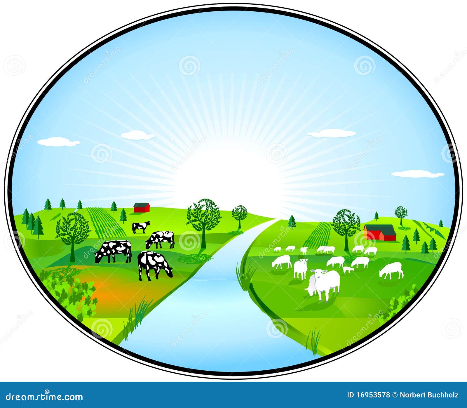 Farming panorama stock illustration. Illustration of spring - 16953578