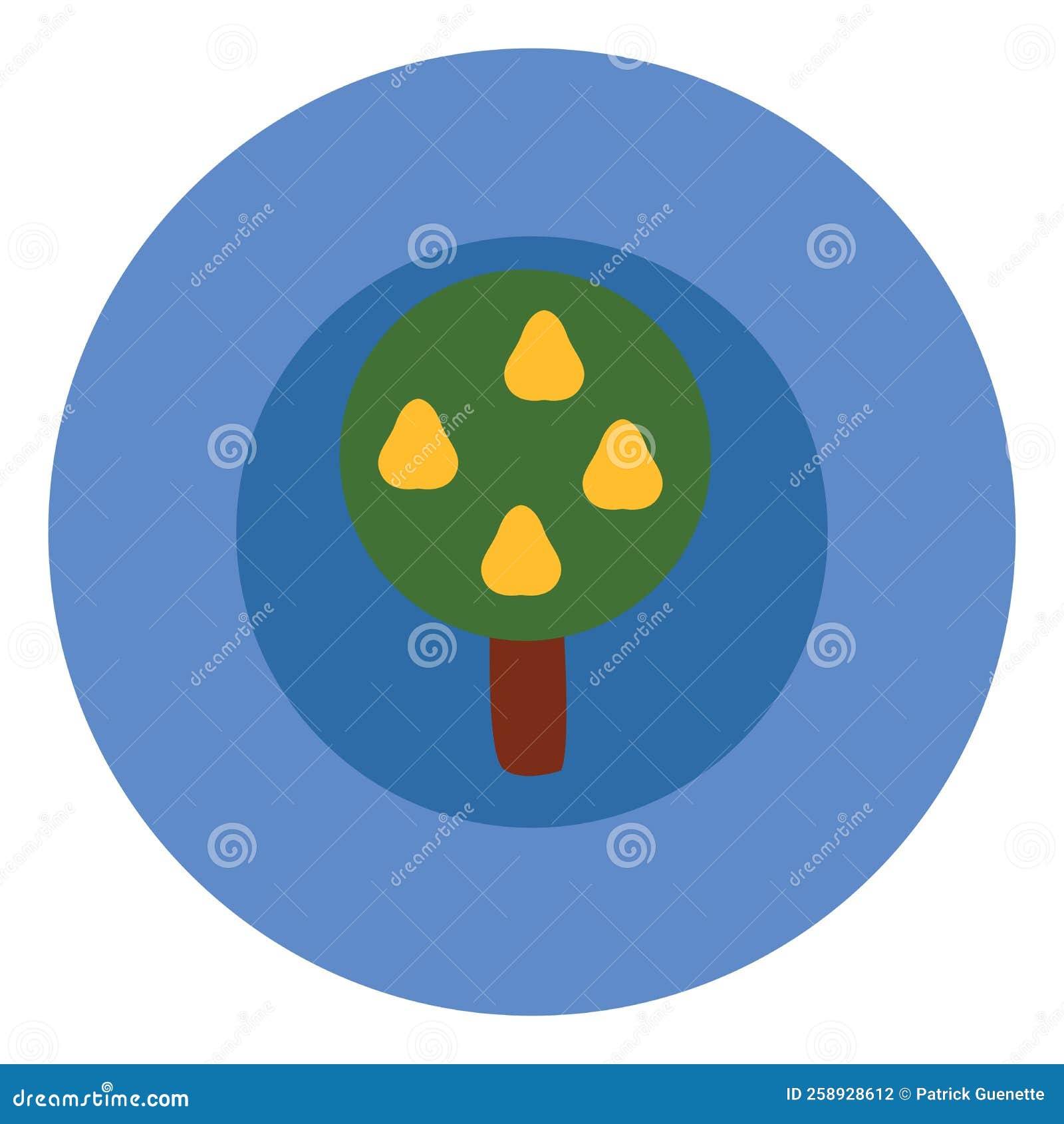 Farming pear tree, icon stock vector. Illustration of tree - 258928612