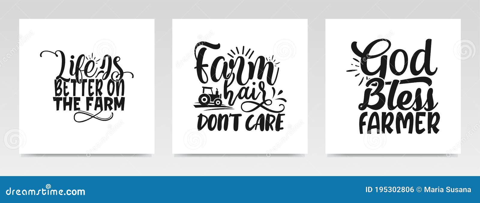 Farming Quotes Letter Typography Set Illustration Stock Vector ...