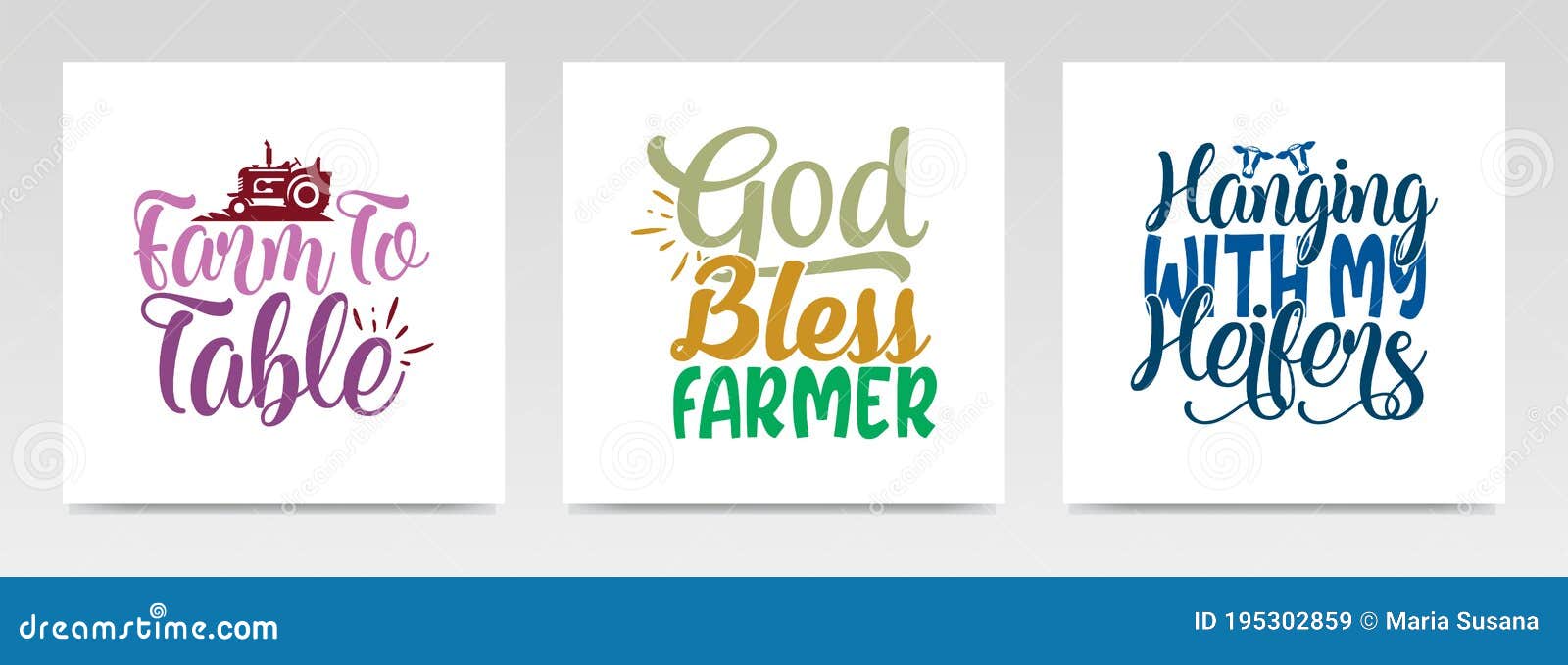 Farming Quotes Letter Typography Set Illustration Stock Vector ...