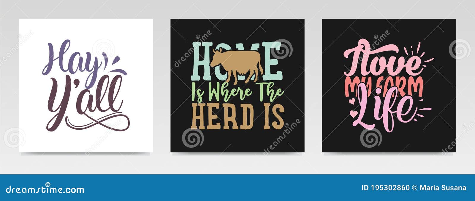Farming Quotes Letter Typography Set Illustration Stock Vector ...