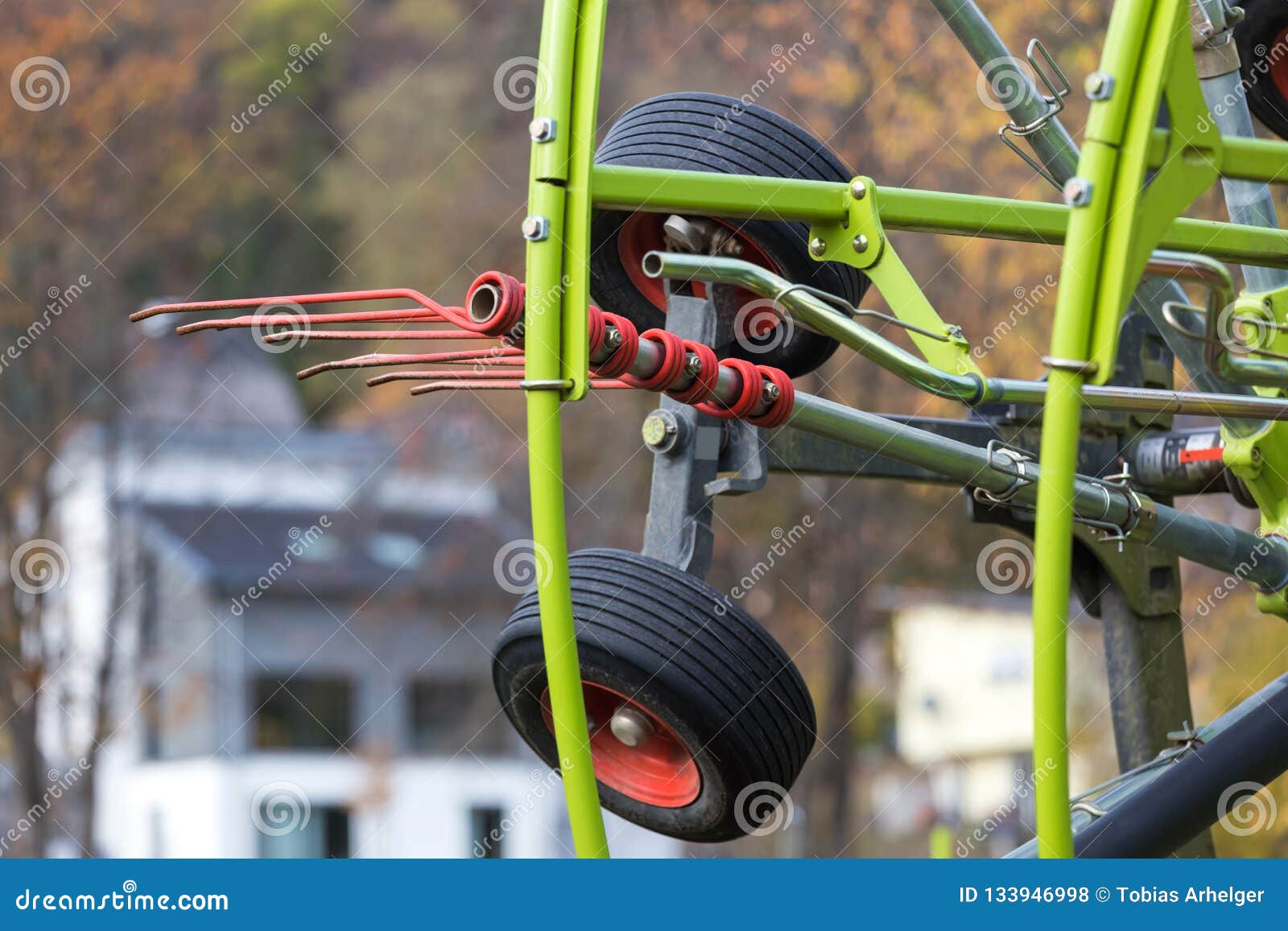 Farming Rotary Tedder on a Meadow Stock Photo - Image of modern ...