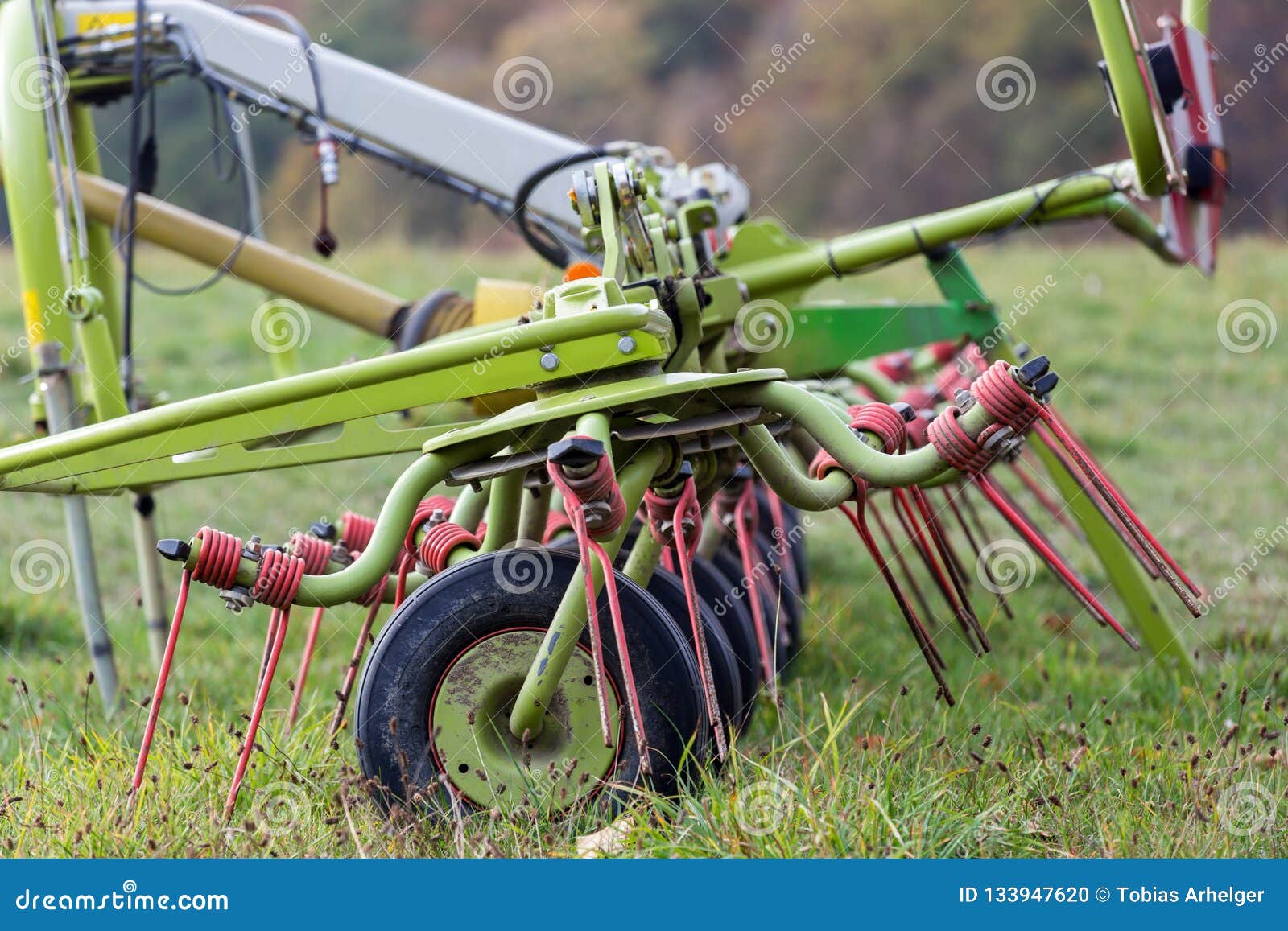 Farming Rotary Tedder on a Meadow Stock Photo - Image of machine ...
