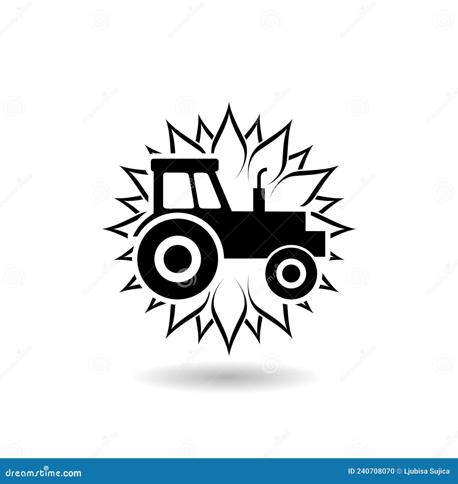 Farming Tractor Icon with Shadow Stock Illustration - Illustration of ...