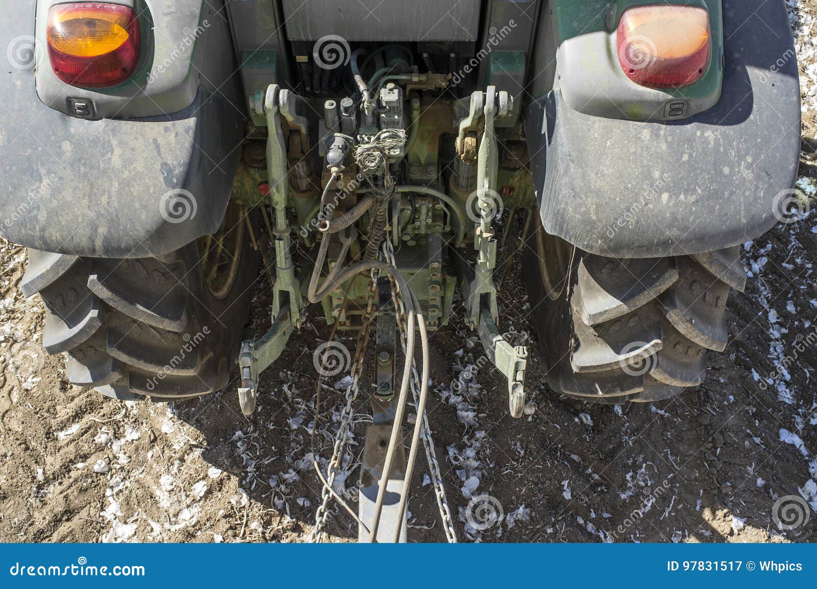Farming Tractor Pulling a Trailer. Atatching Area Detail Stock Image ...