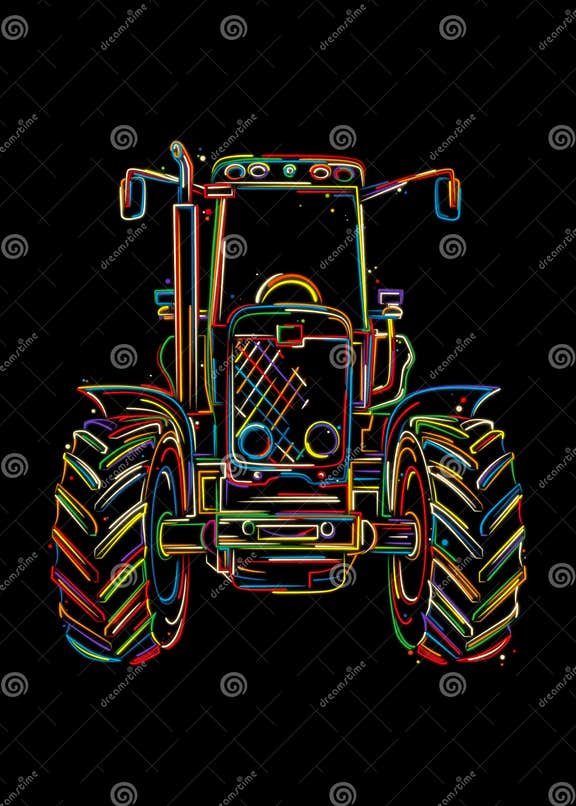 Farming Tractor, Stylized Vector Drawing Stock Vector - Illustration of ...