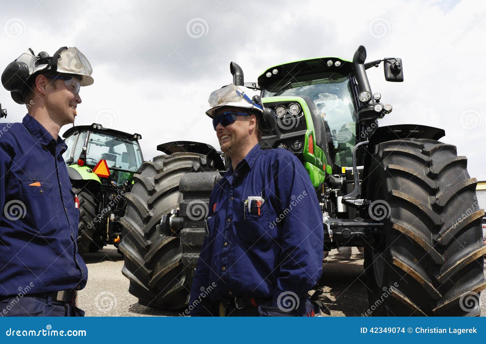 Farming Tractors with Two Mechanics Stock Photo - Image of transport ...