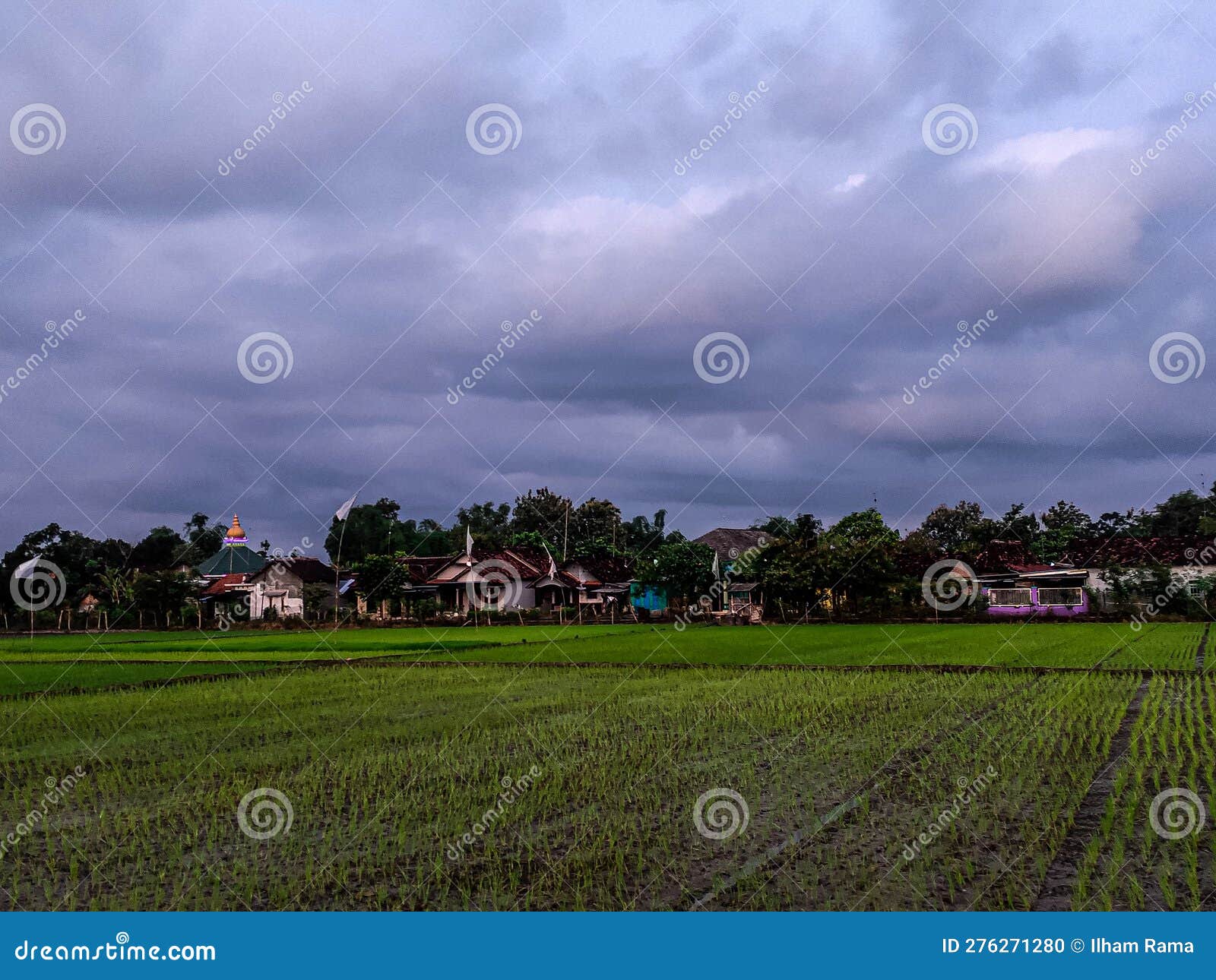 Farming Village Under a Cloudy Sky Stock Photo - Image of farming ...