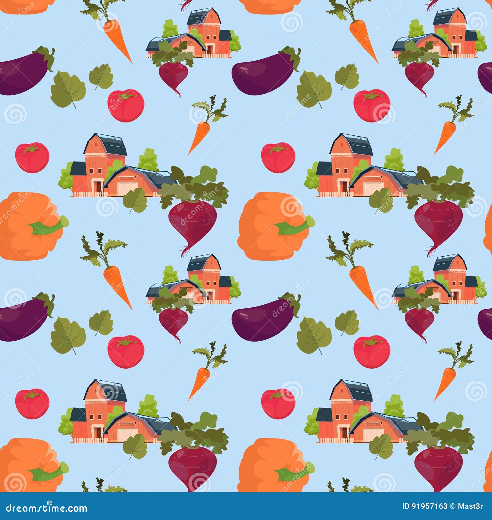 Farmland Pattern With Farm Animals Vector Illustration | CartoonDealer ...